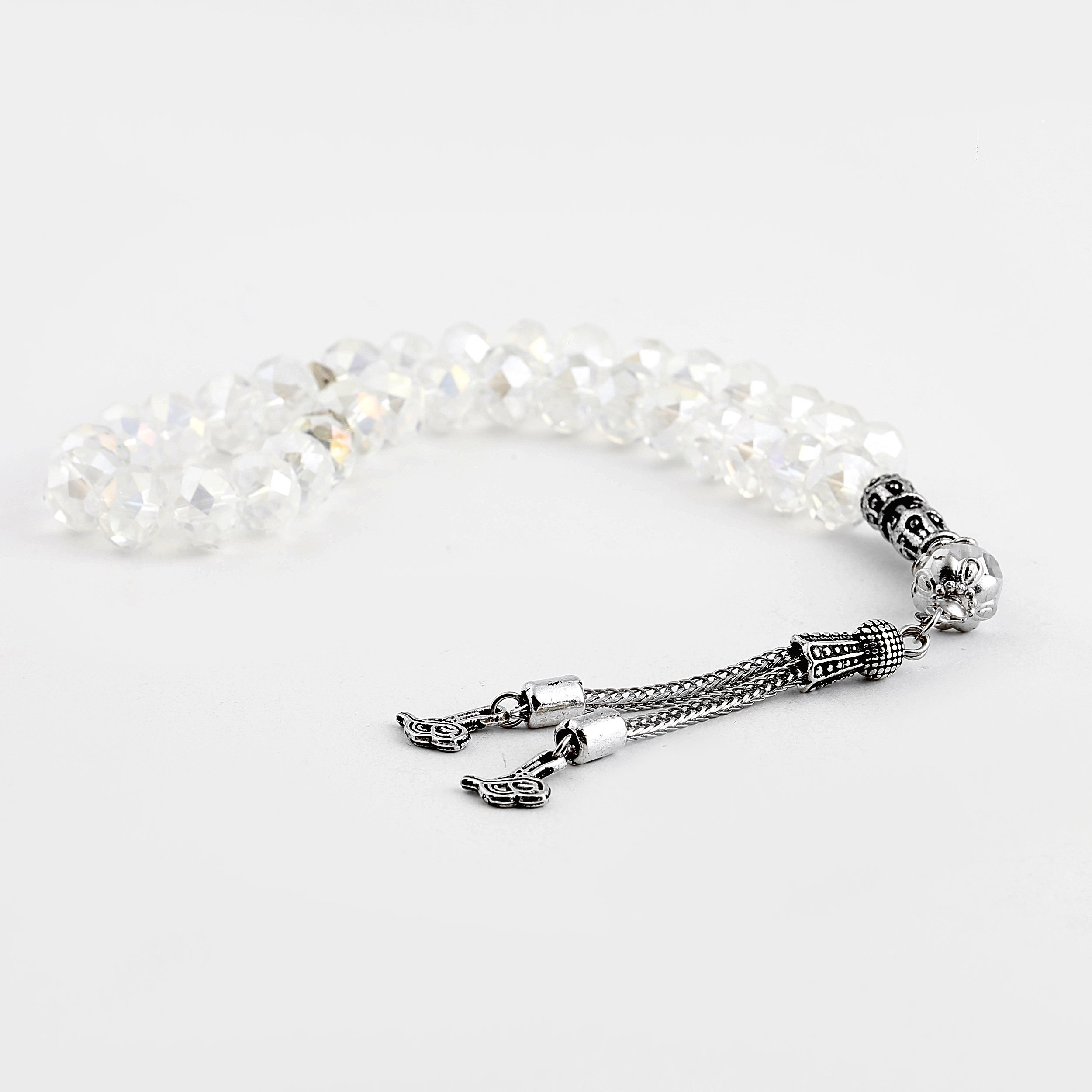 33'Lük 8 Mm Kristal Tesbih (50 Adet) Beyaz | Ensar Hac