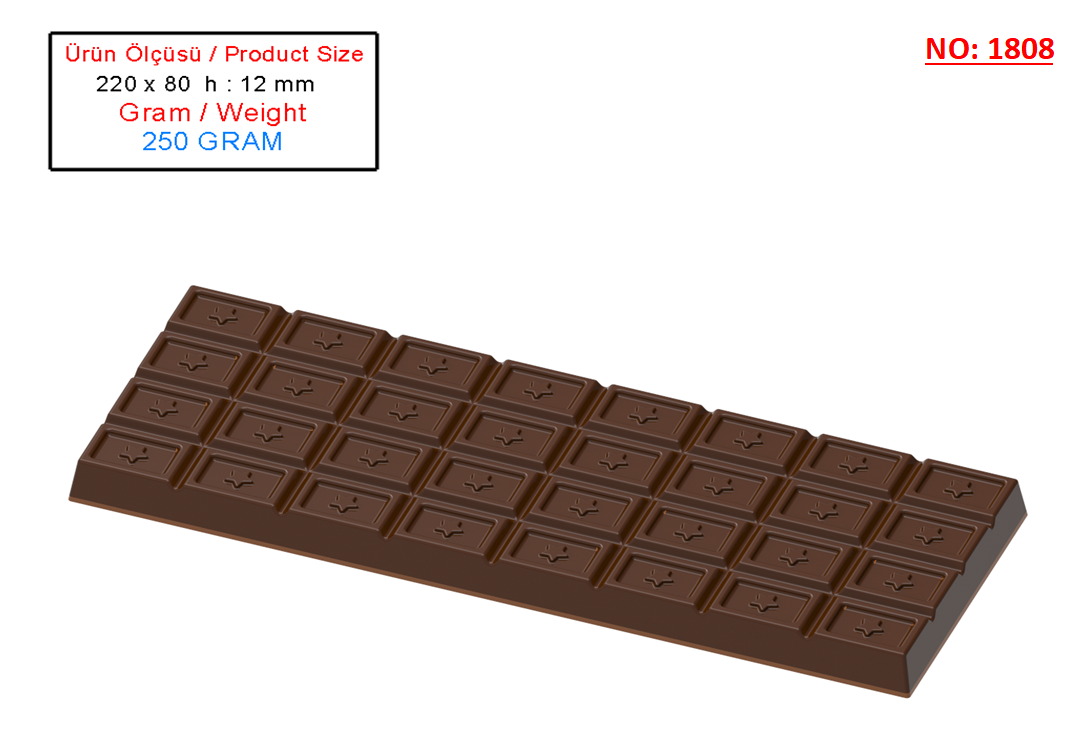 1808 - Tablet Çikolata Polikarbonat Kalıp - Tablet chocolate moulds