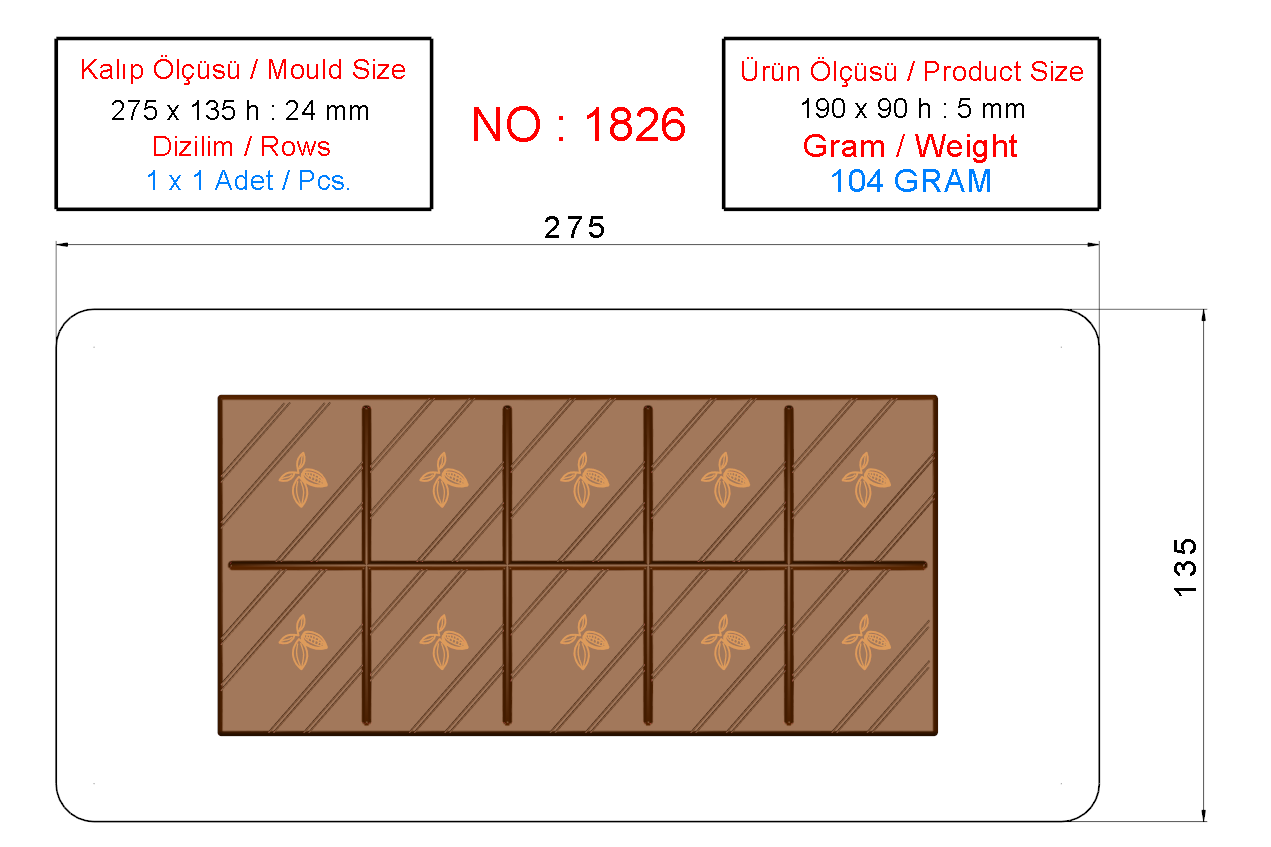 1826 - Tablet Çikolata Polikarbonat Kalıbı - Tablet Chocolate ...