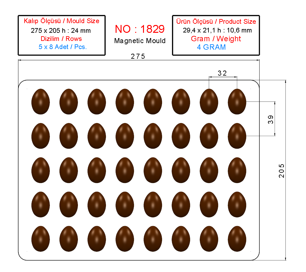 1829 - Mıknatıslı Yumurta Çikolata Kalıbı - Egg chocolate magnetic ...