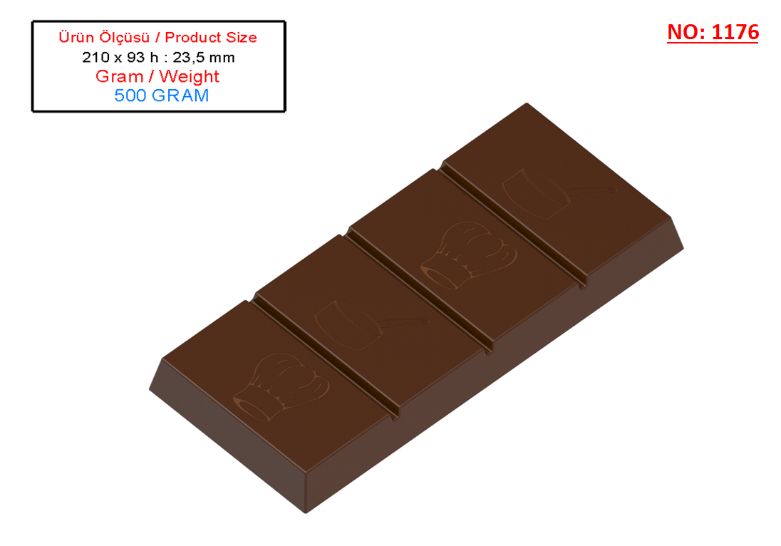 1176 - MİNİ KUVERTÜR ÇİKOLATA KALIBI - MINI COUVERTURE CHOCOLATE MOULD