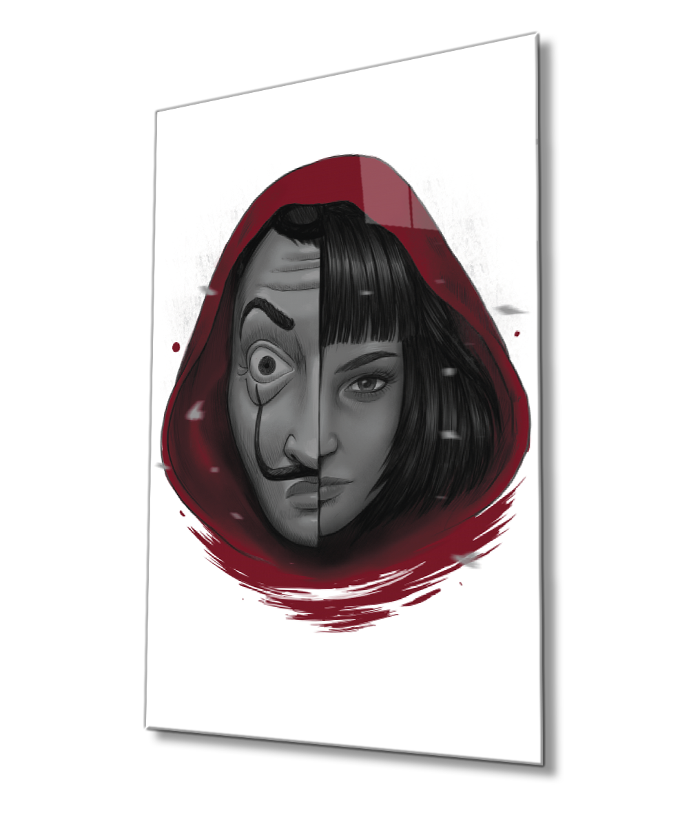 La Casa De Papel Kadın Cam Tablo 4mm Dayanıklı Temperli Cam La Casa De Papel Woman