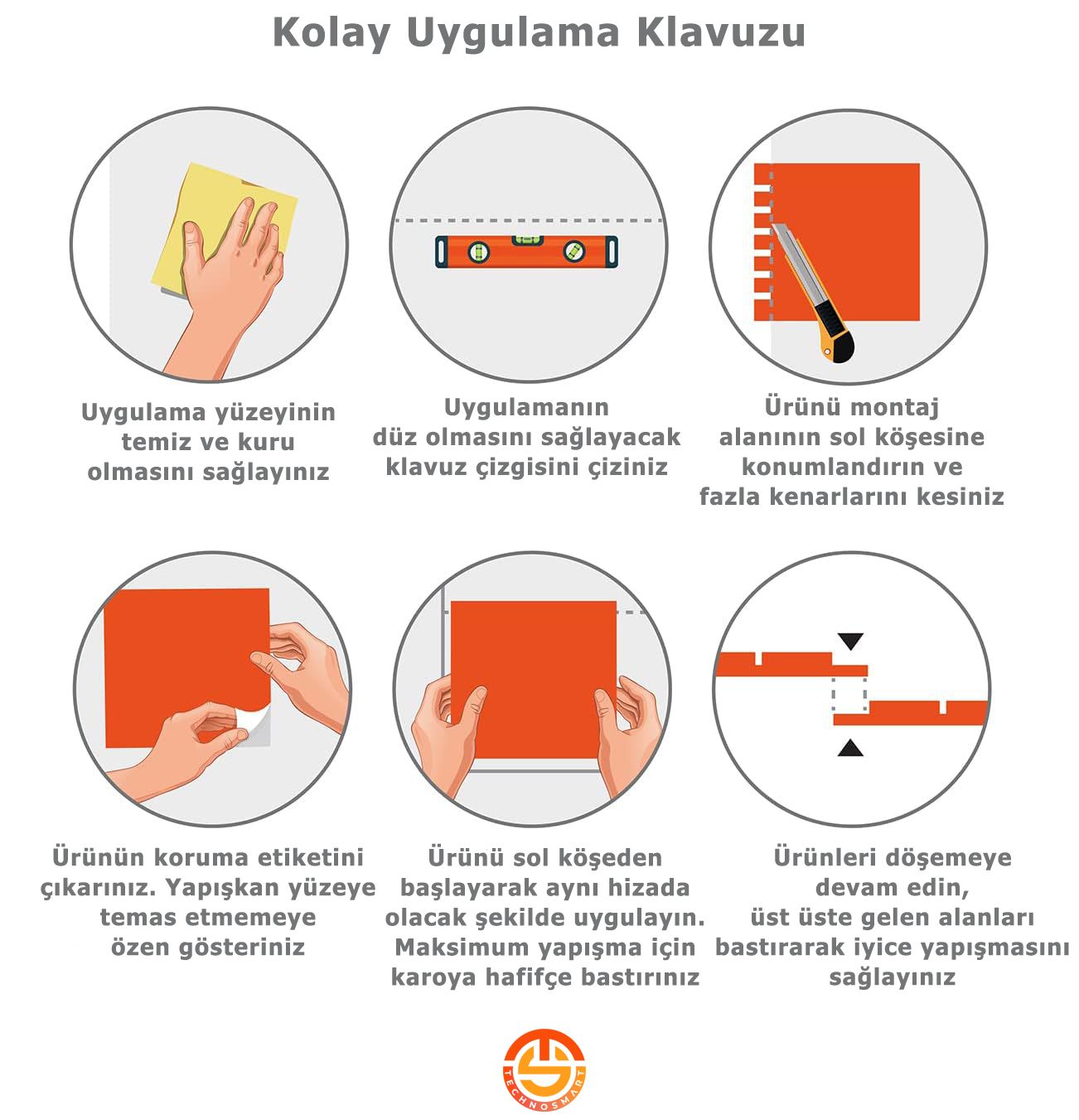 TechnoSmart 3D Kendinden Yapışkanlı 30×30cm Kaplama Beyaz Mermer Seramik Görünüm DuvarSticker Mutfak