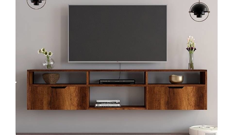 Denoya 2 Kapaklı Raflı Duvara Askı Barok Televizyon Ünitesi | Pratik ...