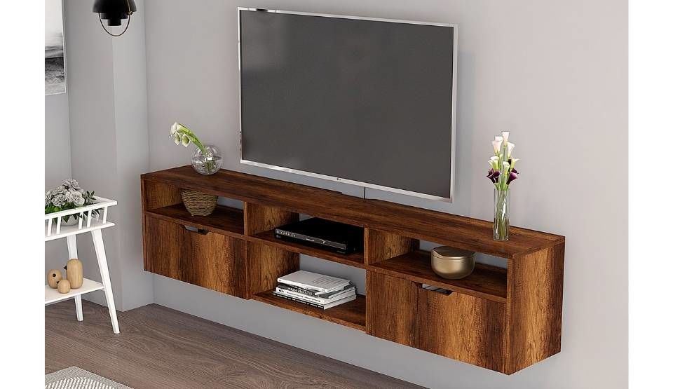 Denoya 2 Kapaklı Raflı Duvara Askı Barok Televizyon Ünitesi | Pratik ...