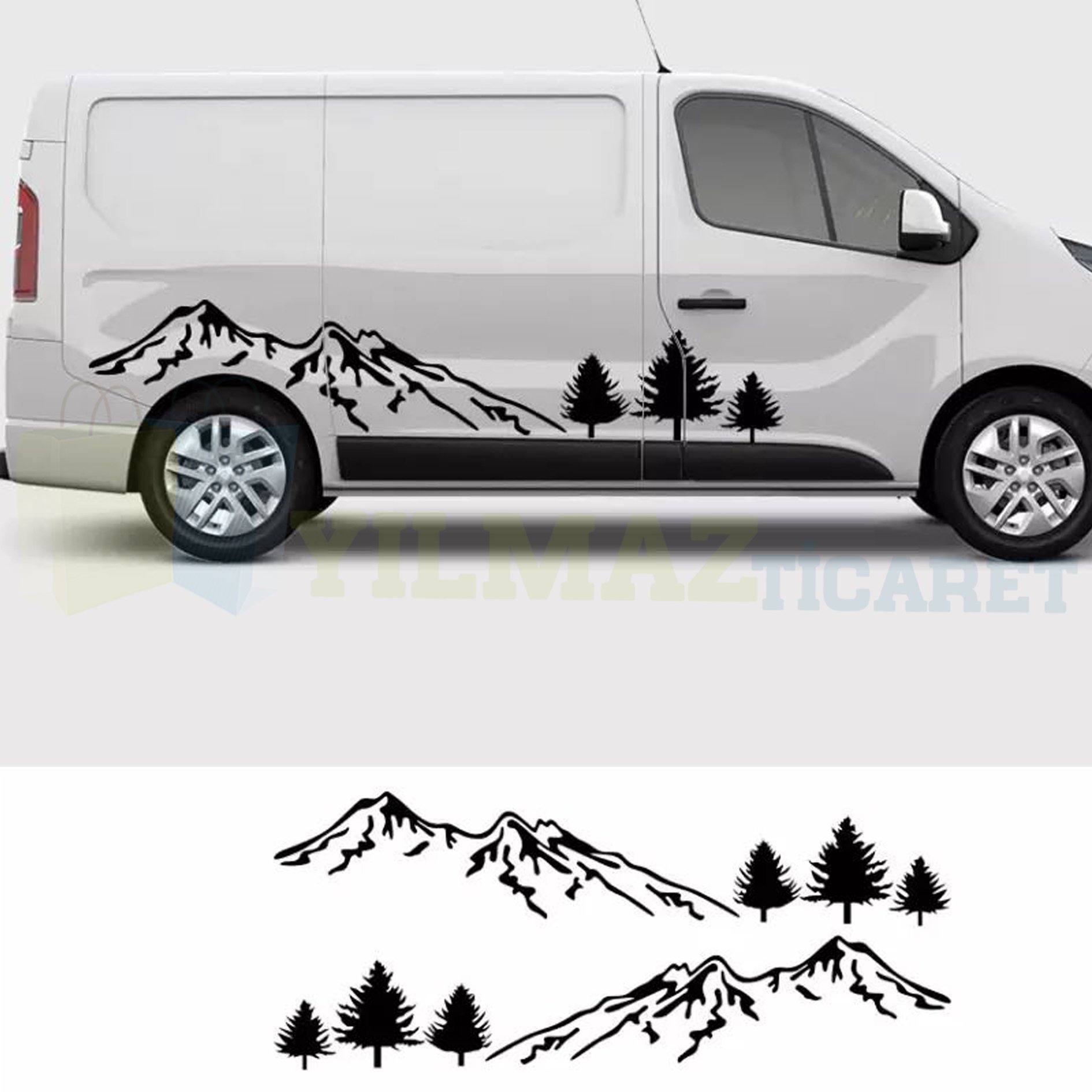 Ağaç Dağ Orman Kamp Karavan Manzara Çekme Oto Sticker Etiket Yapıştırma ...
