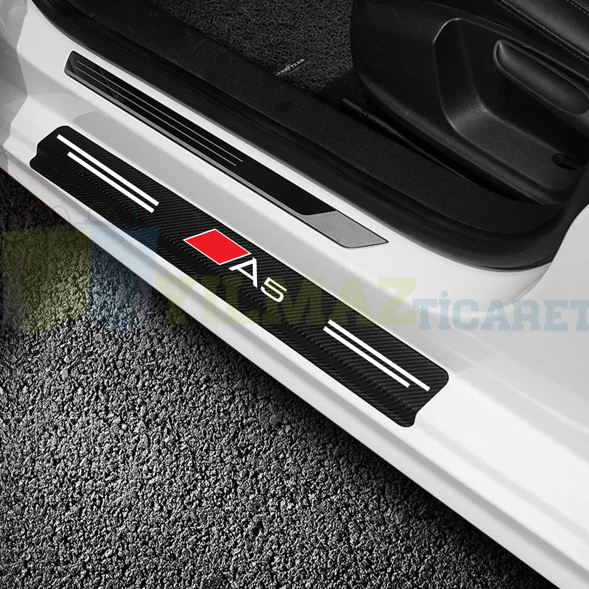 Audi A5 Logo Karbon Kapı Eşiği Oto Sticker Etiket Yapıştırma Araba ...