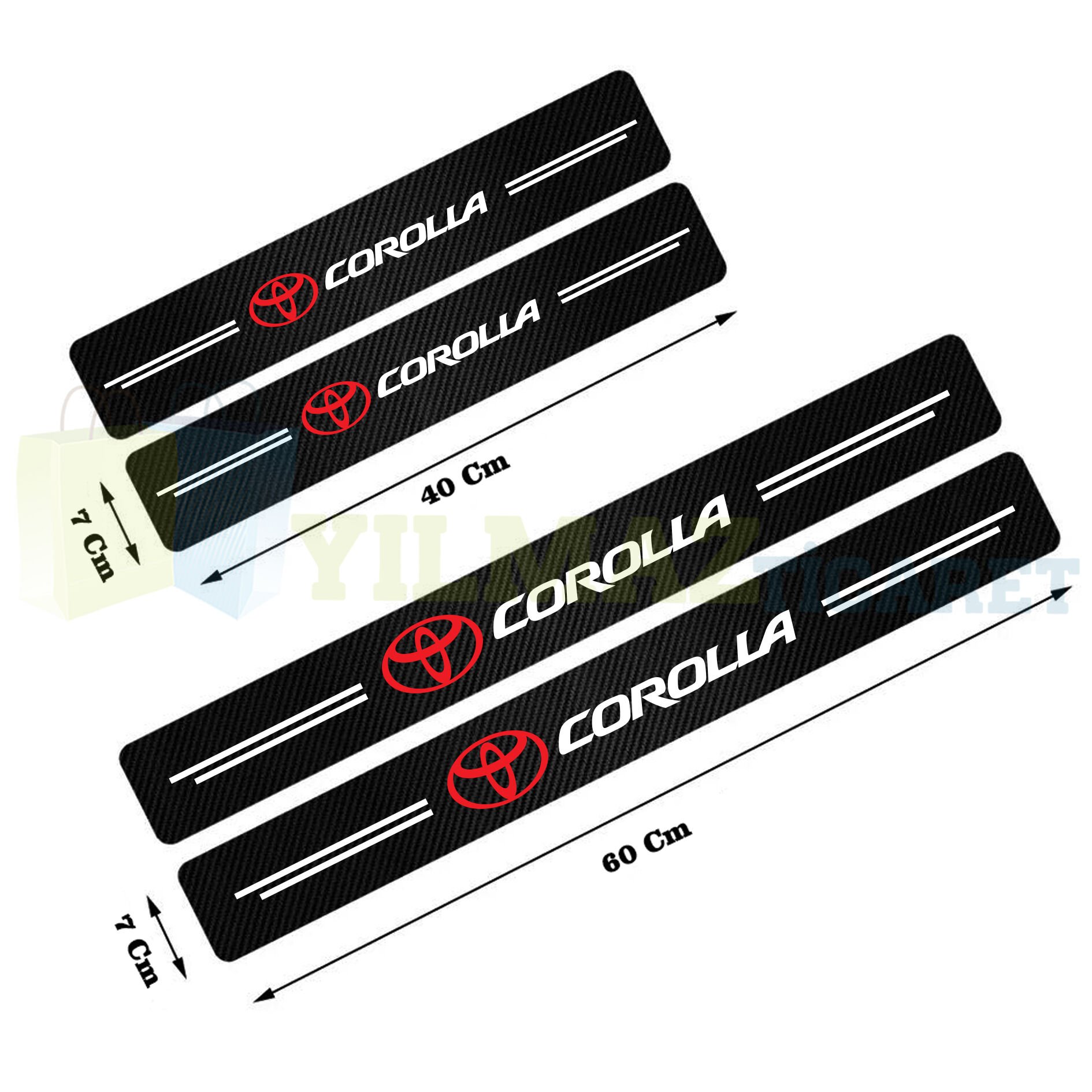 Toyota Corolla Logo Karbon Kapı Eşiği Koruma Araba Etiket Oto Sticker ...