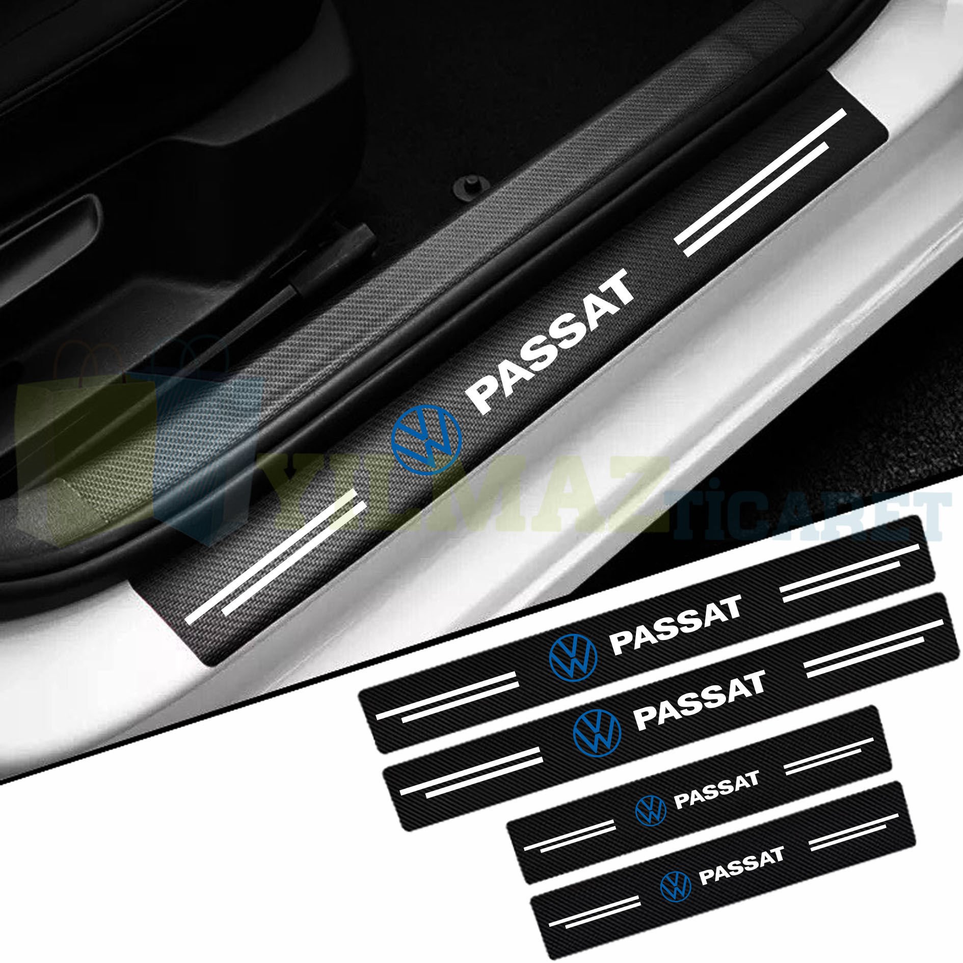 Volkswagen Passat Logo Karbon Kapı Eşiği Koruma Araba Etiket Oto ...