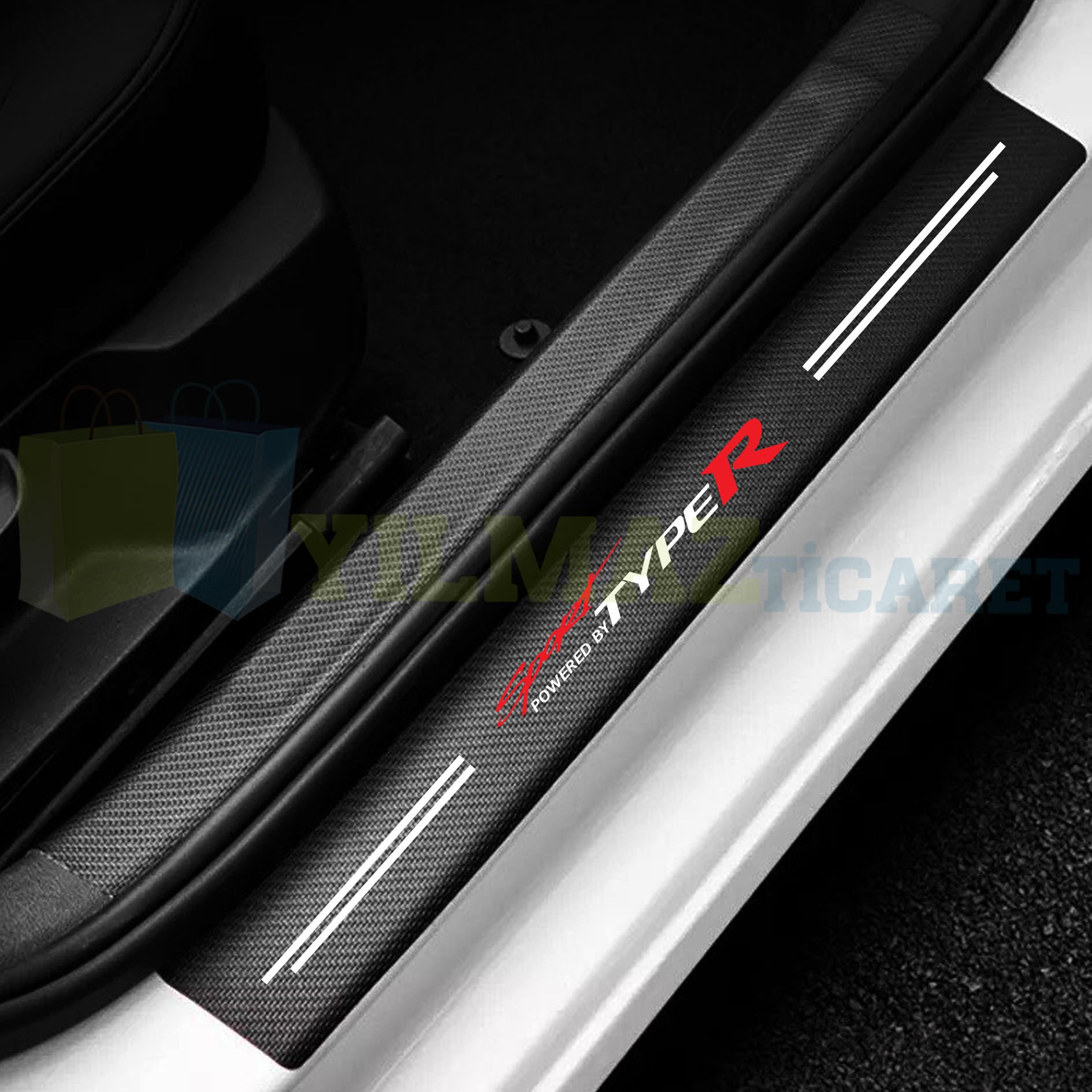 Honda Typer Logo Karbon Kapı Eşiği Koruma Araba Etiket Oto Sticker ...