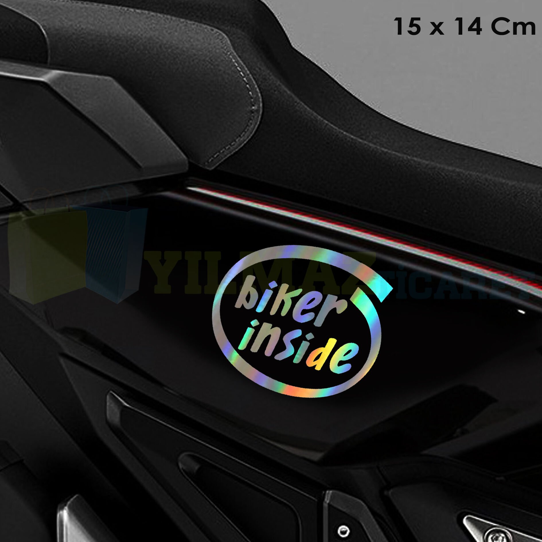 Biker İnside Motosiklet Hologram Oto Sticker Etiket Araba Renkli ...