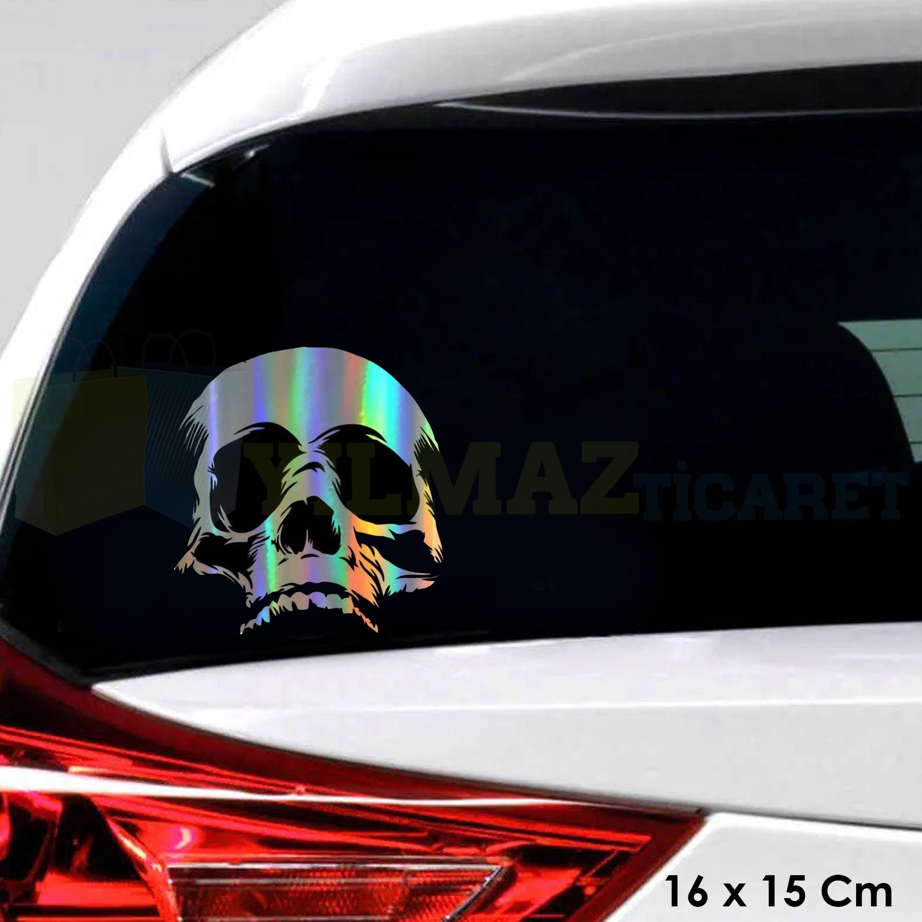 Kuru Kafa Hologram Motosiklet Araba Oto Sticker Etiket Çıkartma Renkli ...