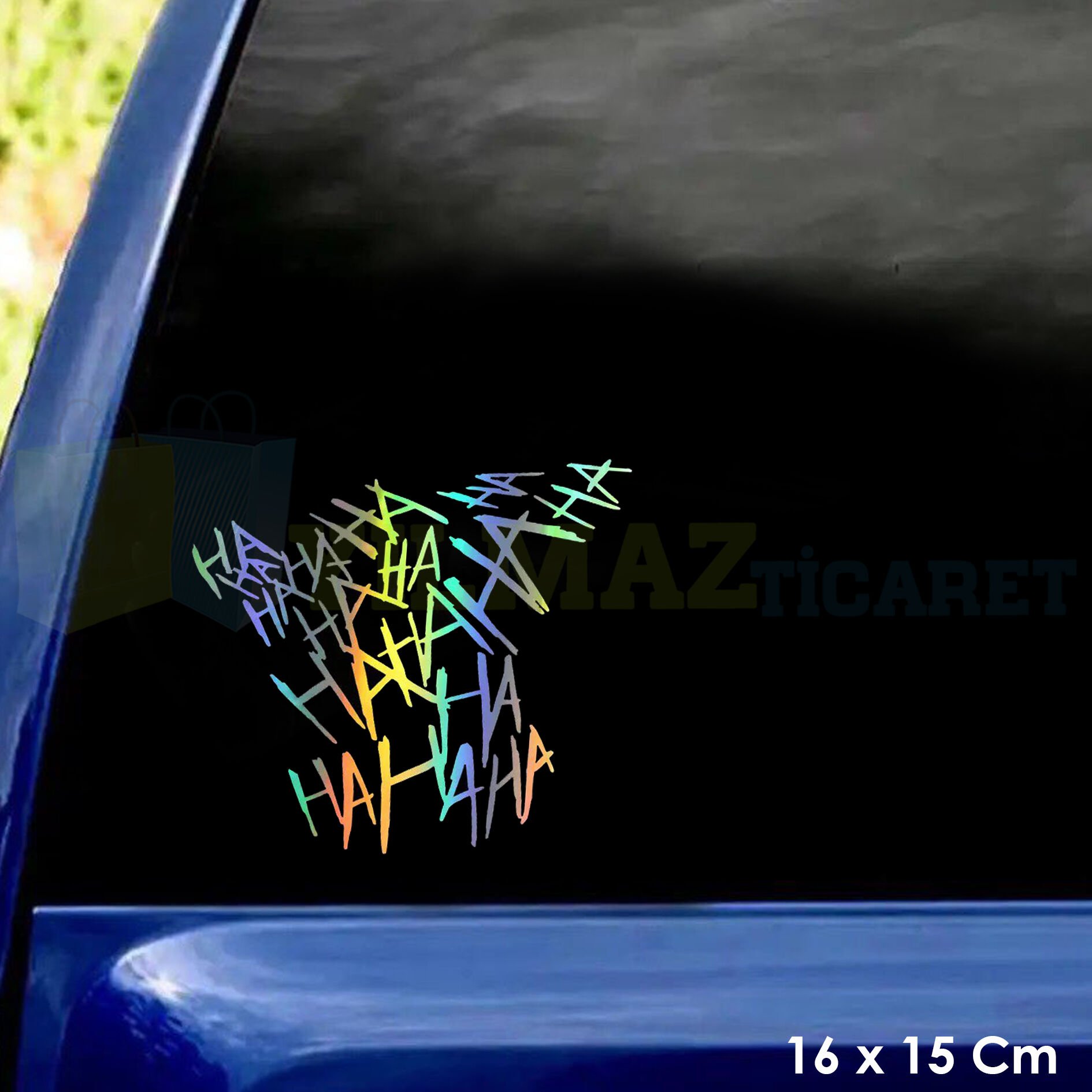 Ha Ha Ha Cam Hologram Oto Motosiklet Sticker Etiket Yapıştırma Çıkartma ...