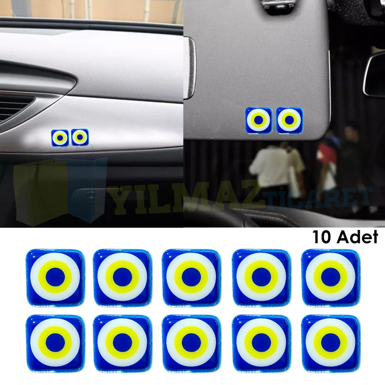 Nazar Boncuğu Torpido Damla Oto Sticker Etiket 3D Yapıştırma 4 Adet