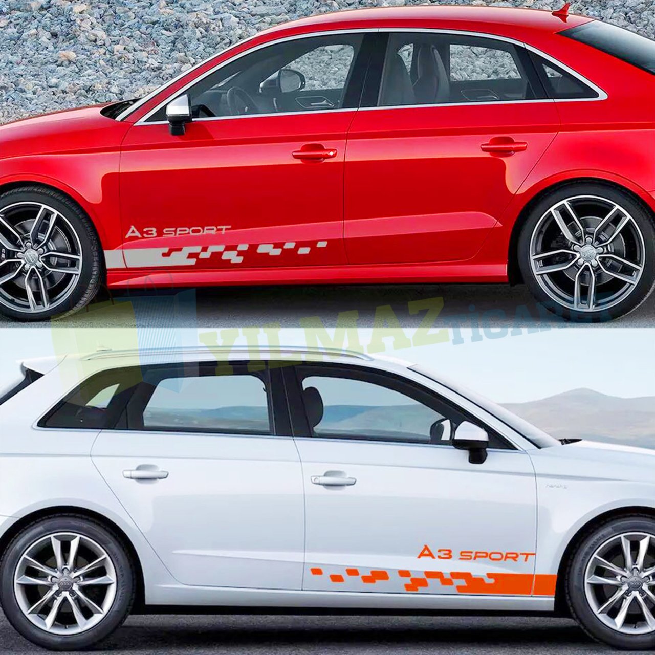 Audi Sport A3 A4 A5 A6 A7 A8 Yan Şerit Kapı Altı Oto Sticker 2 Ad
