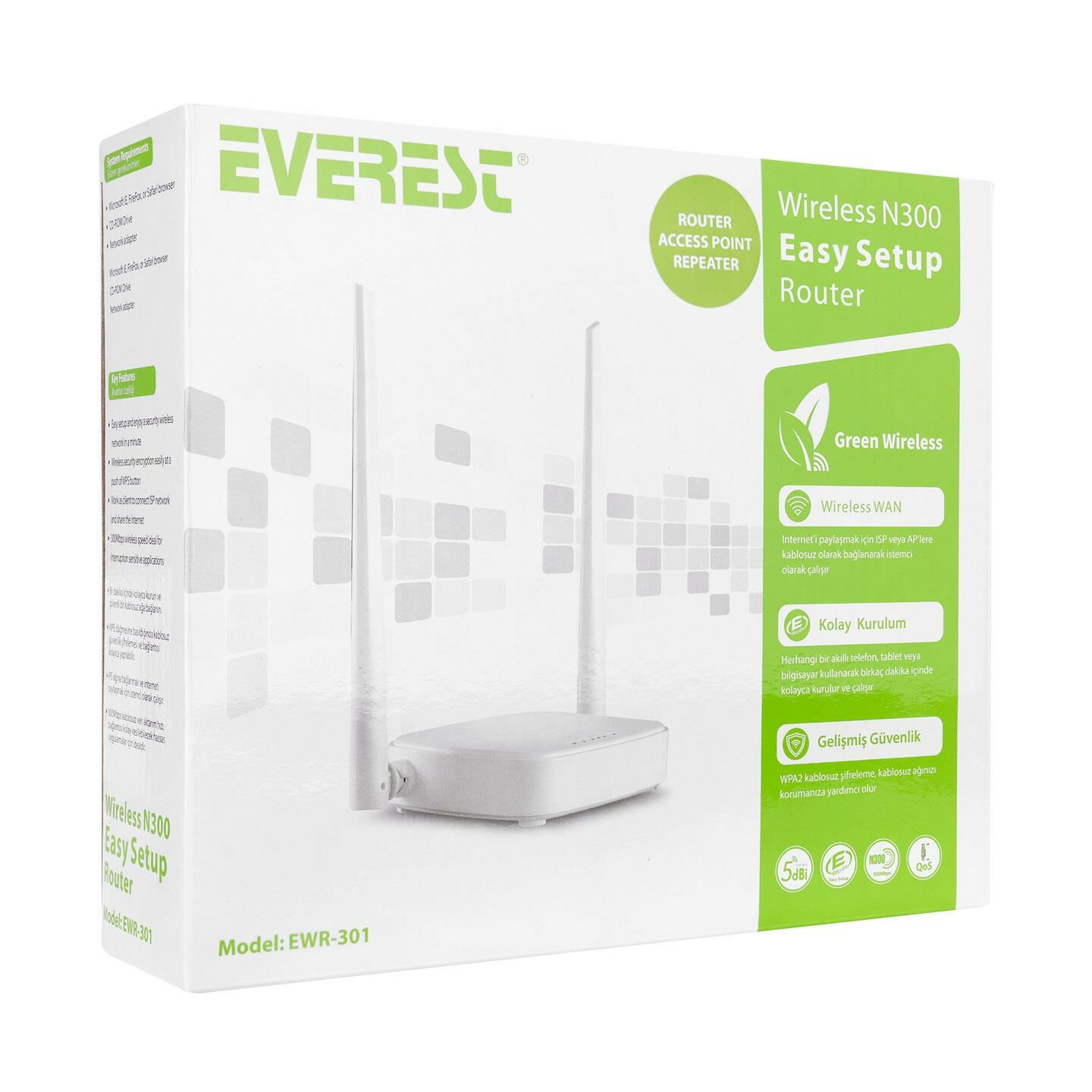 EVEREST EWR-F301 KABLOSUZ-N WPS+WDS 300 MBPS REPEATER+ACCESS POİNT ...