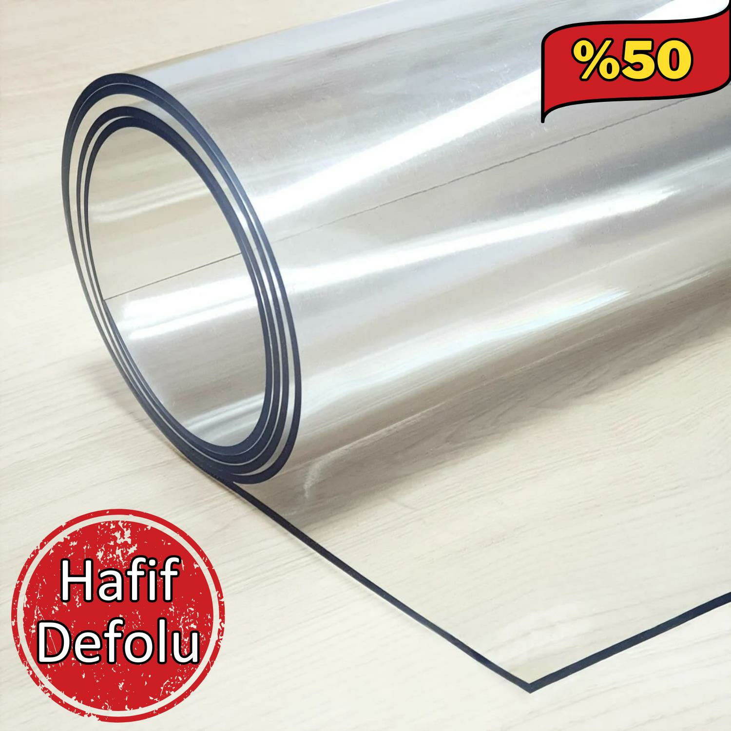 Hafif Defolu - Şeffaf PVC 2,6 mm Kalın Masa Örtüsü (%50 İndirimli) 40 x ...