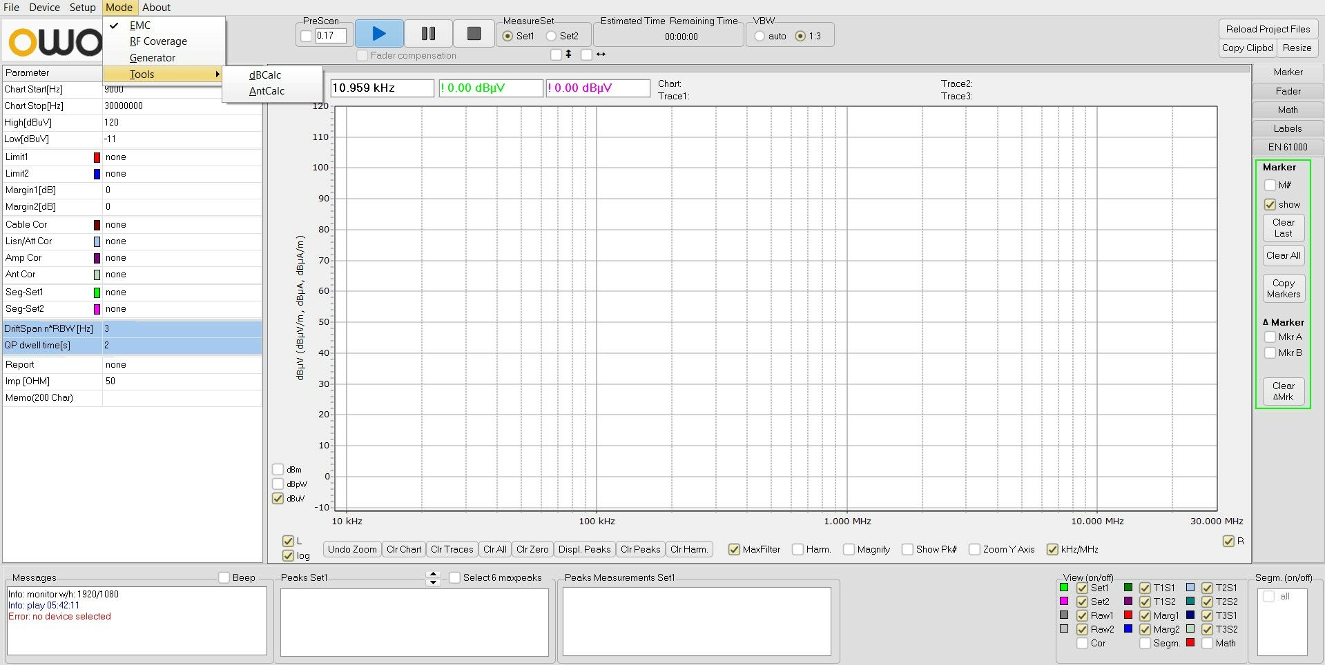 Owon EMC Test Software