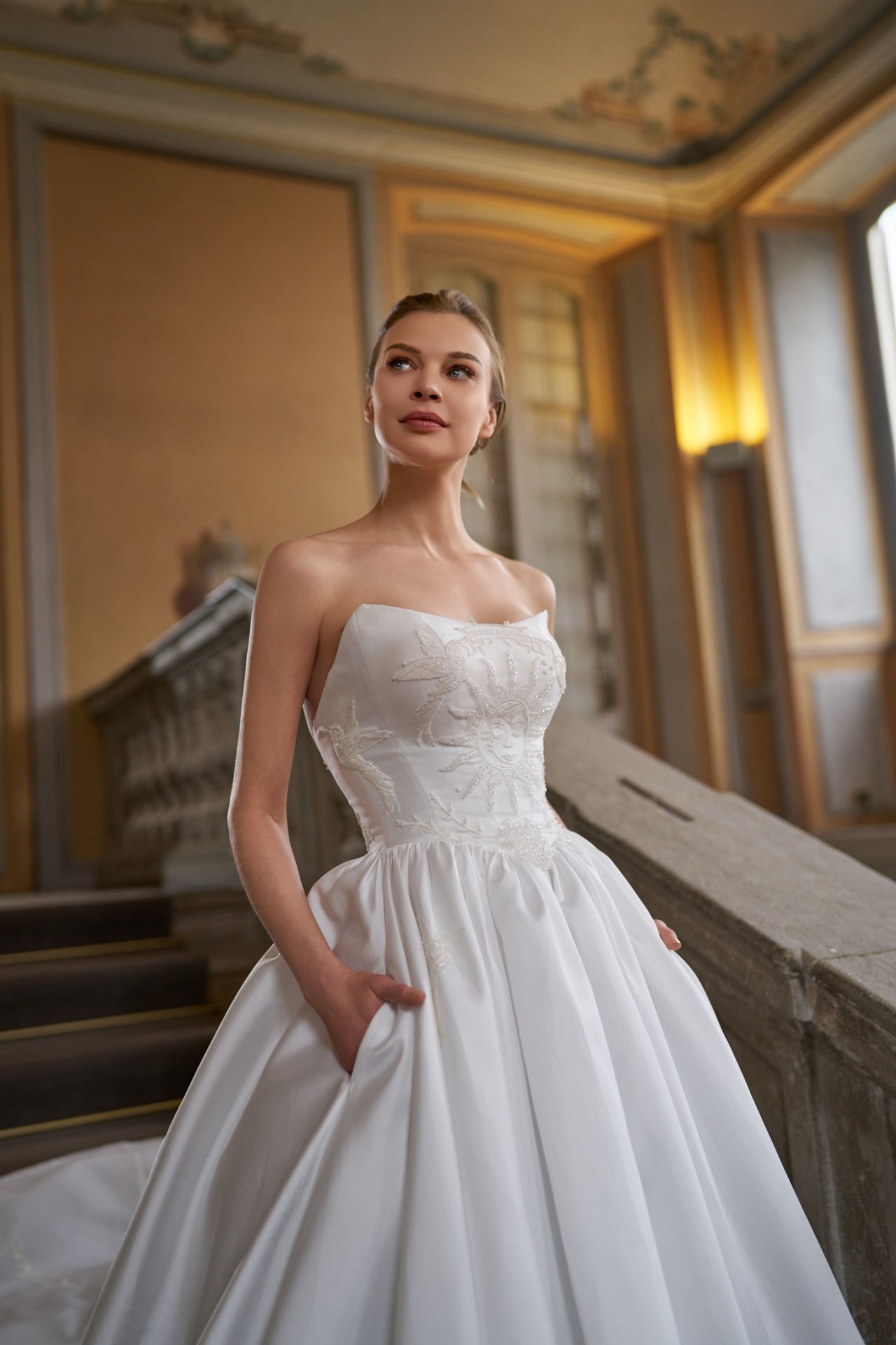 Boat Neck, Corset, Balin, Gathered Detail, Astrology Themed Embroidered ...