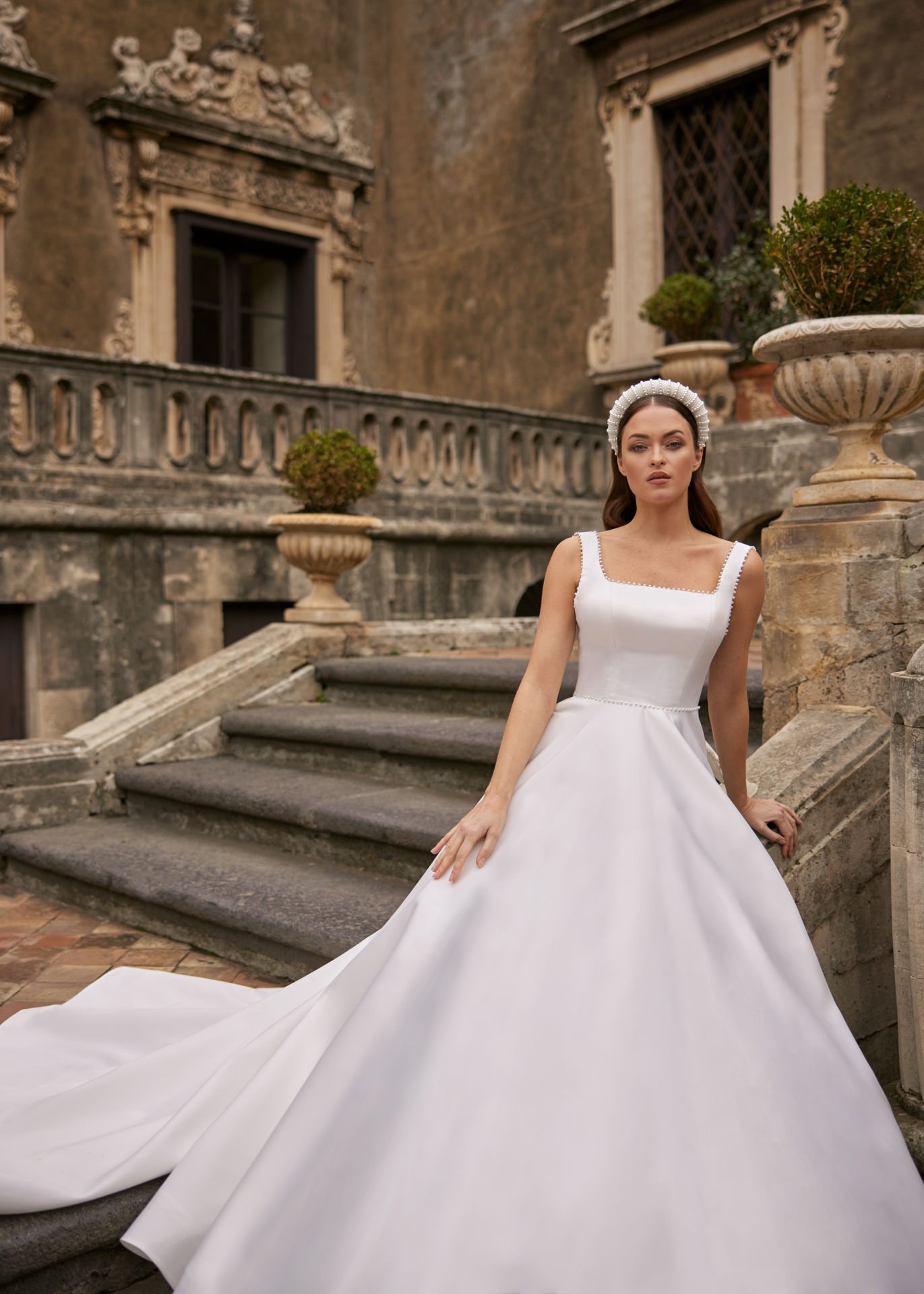 Chest Collar, Pearl Embroidered, Bow, Pocket, Flared Skirt, Satin ...