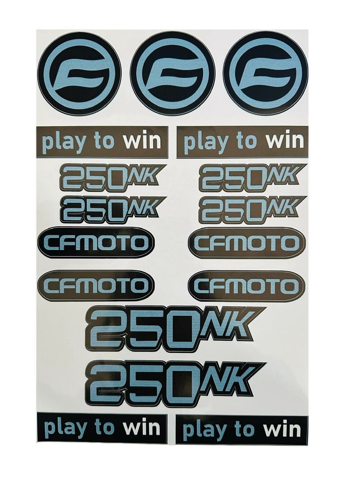 Cf Moto NK 250 Uyumlu Mavi Siyah 17 Parça A4 Sticker Seti