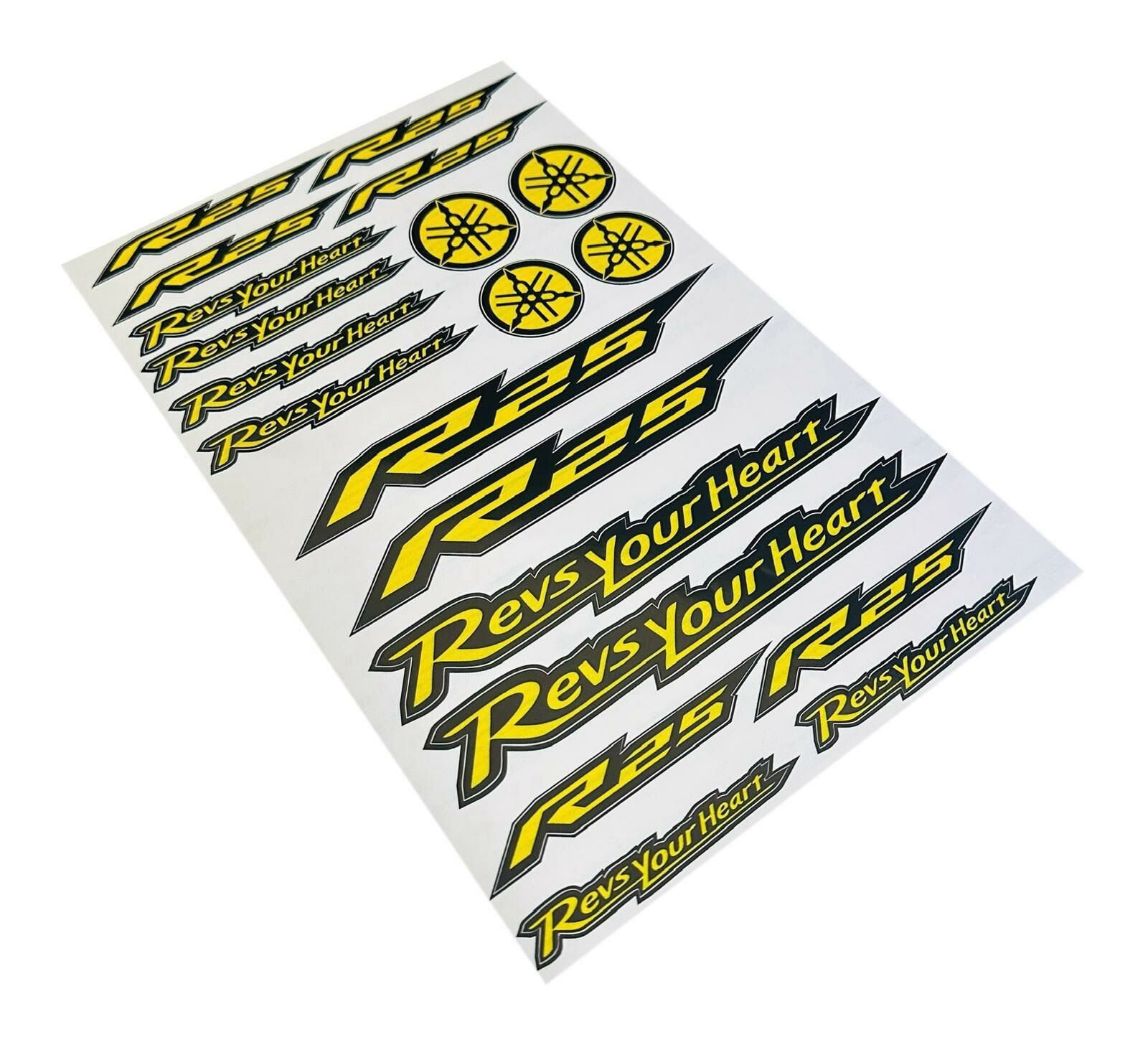 Yamaha R25 Uyumlu Siyah Sarı 20 Parça A4 Sticker Seti