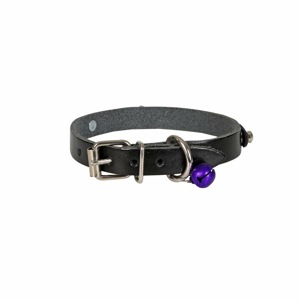 CATTİE İSİMLİKLİ DERİ KEDİ TASMASI SİYAH 1,2X23-27CM - Petpal