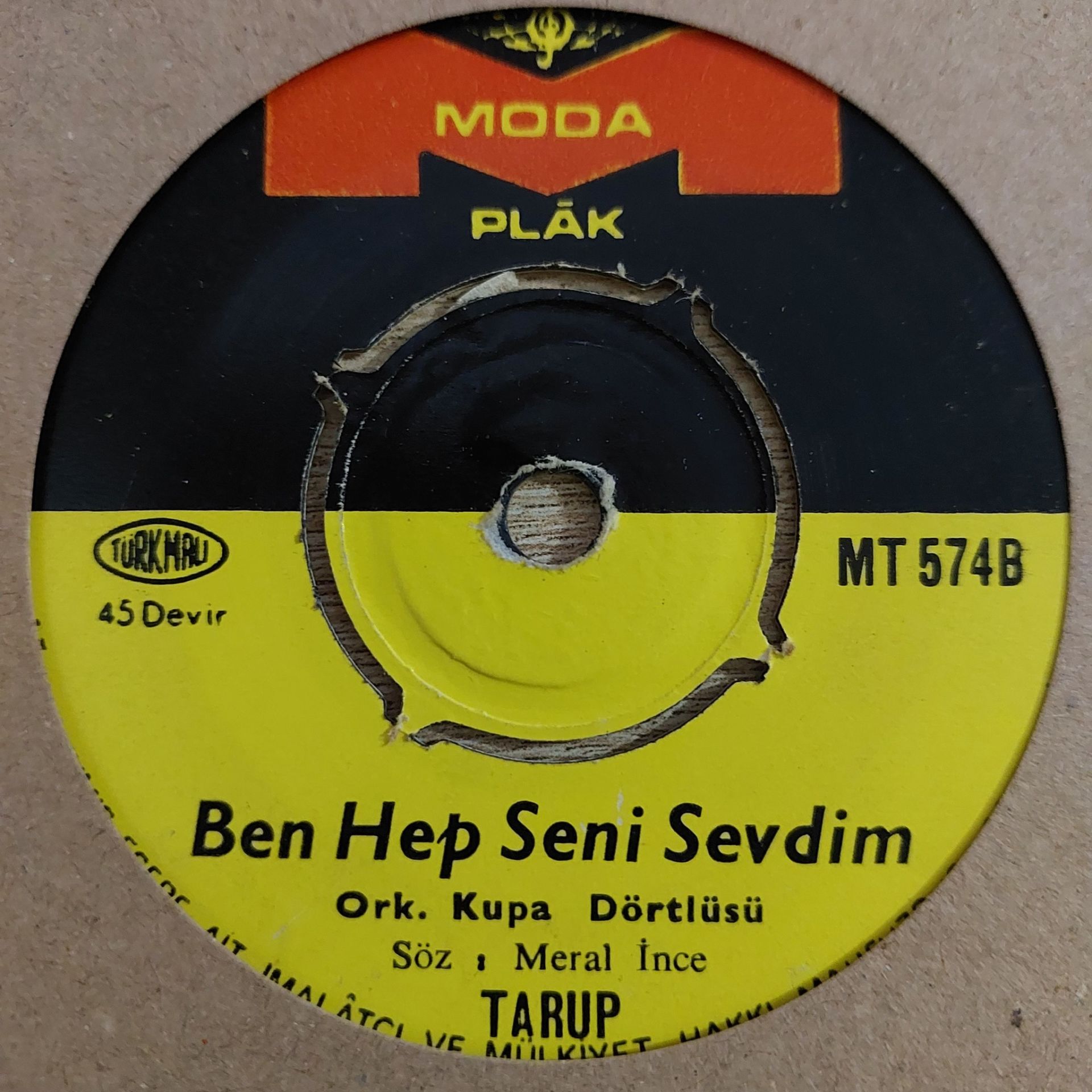 Tarup – Susma Susma Susma / Ben Hep Seni Sevdim 45LİK PLAK Tarup – Susma Susma Susma / Ben Hep Seni Sevdim 45LİK PLAK