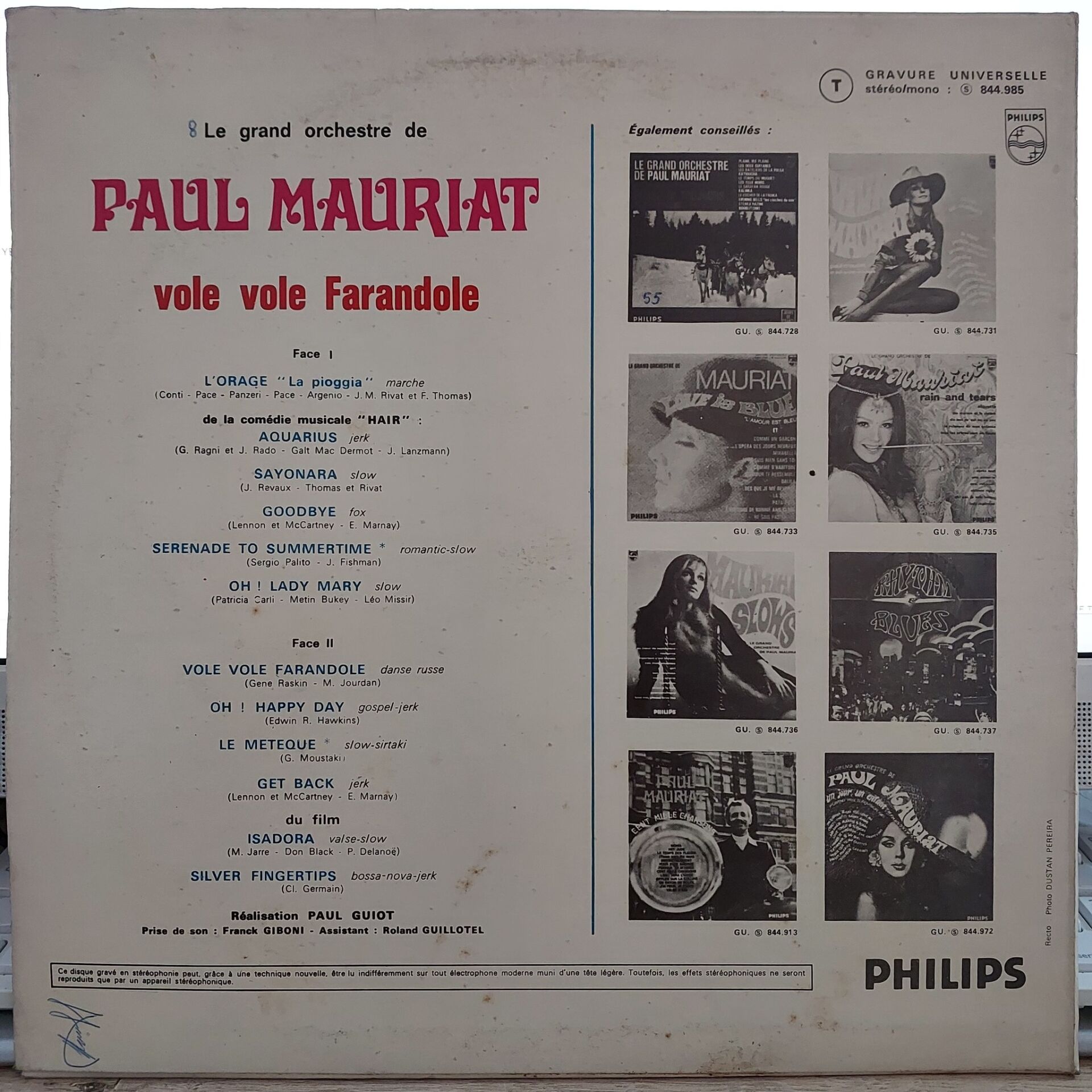 Le Grand Orchestre De Paul Mauriat Vole Vole Farandole Lp Plak 3274