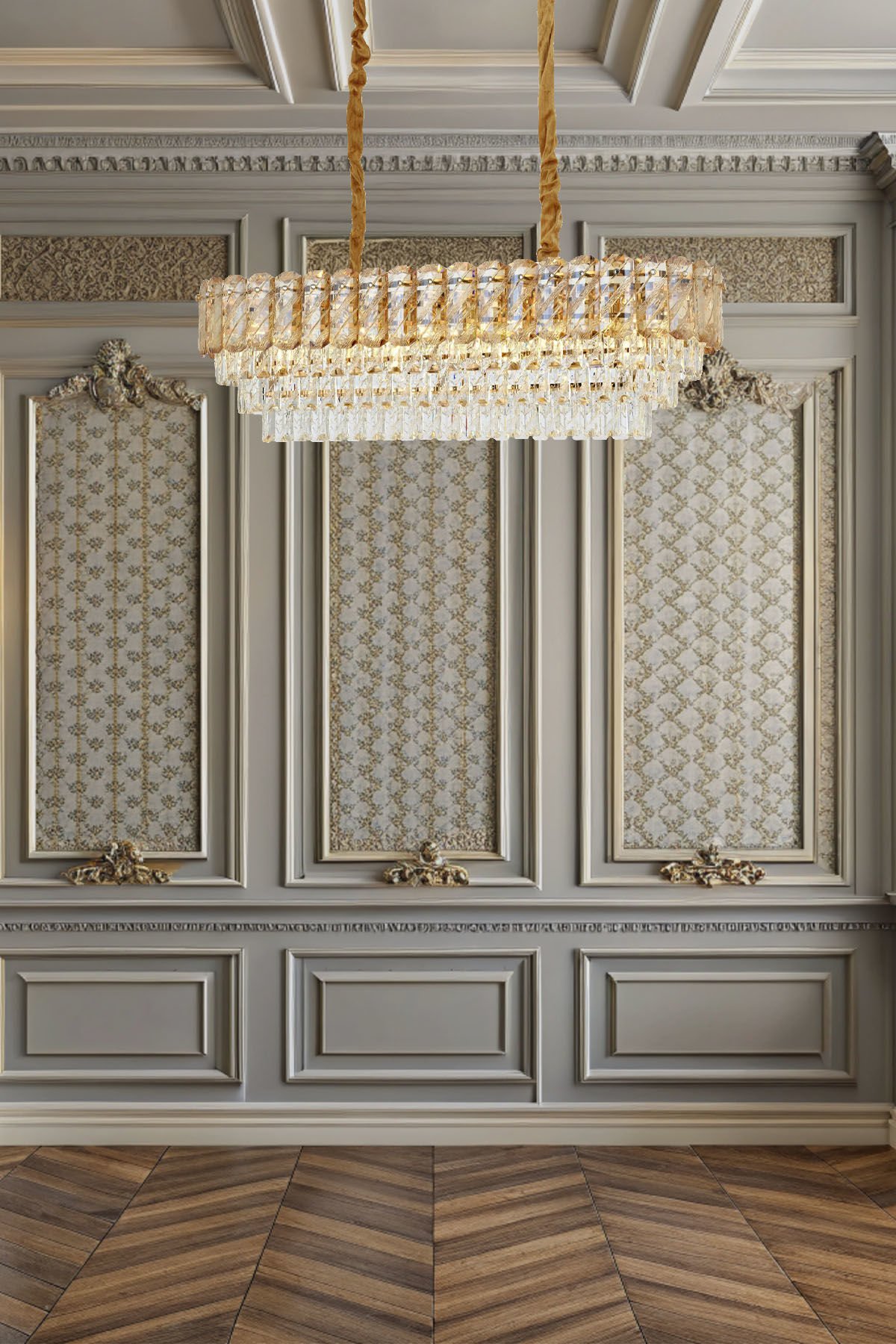 Hazar 90*35lik Kristal Taşlı Y.Masası Avize Gold Hazar 90*35lik Kristal Taşlı Y.Masası Avize Gold