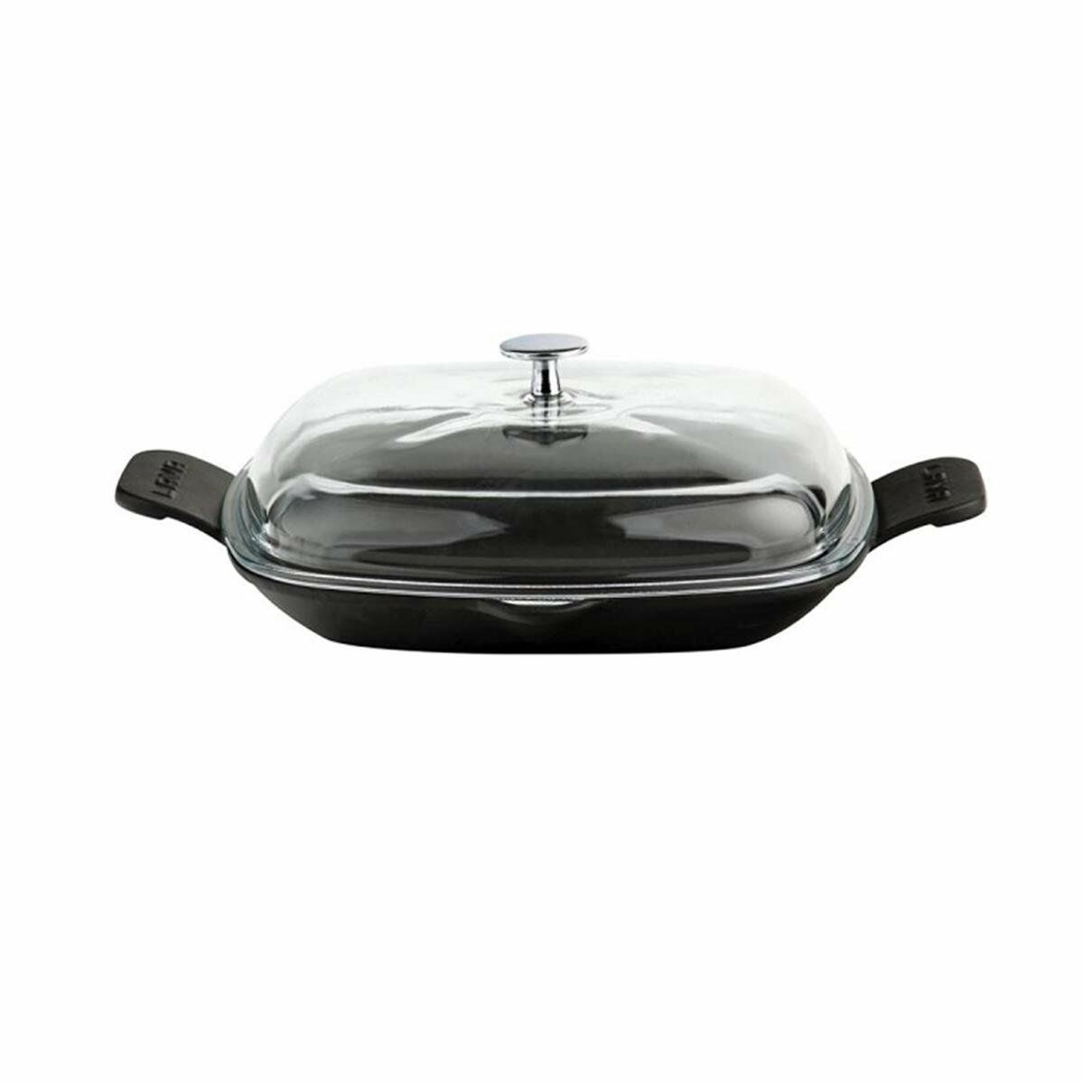 Lava Cast Frying Pan with Glass Lid Cast Iron Solid Double Handles