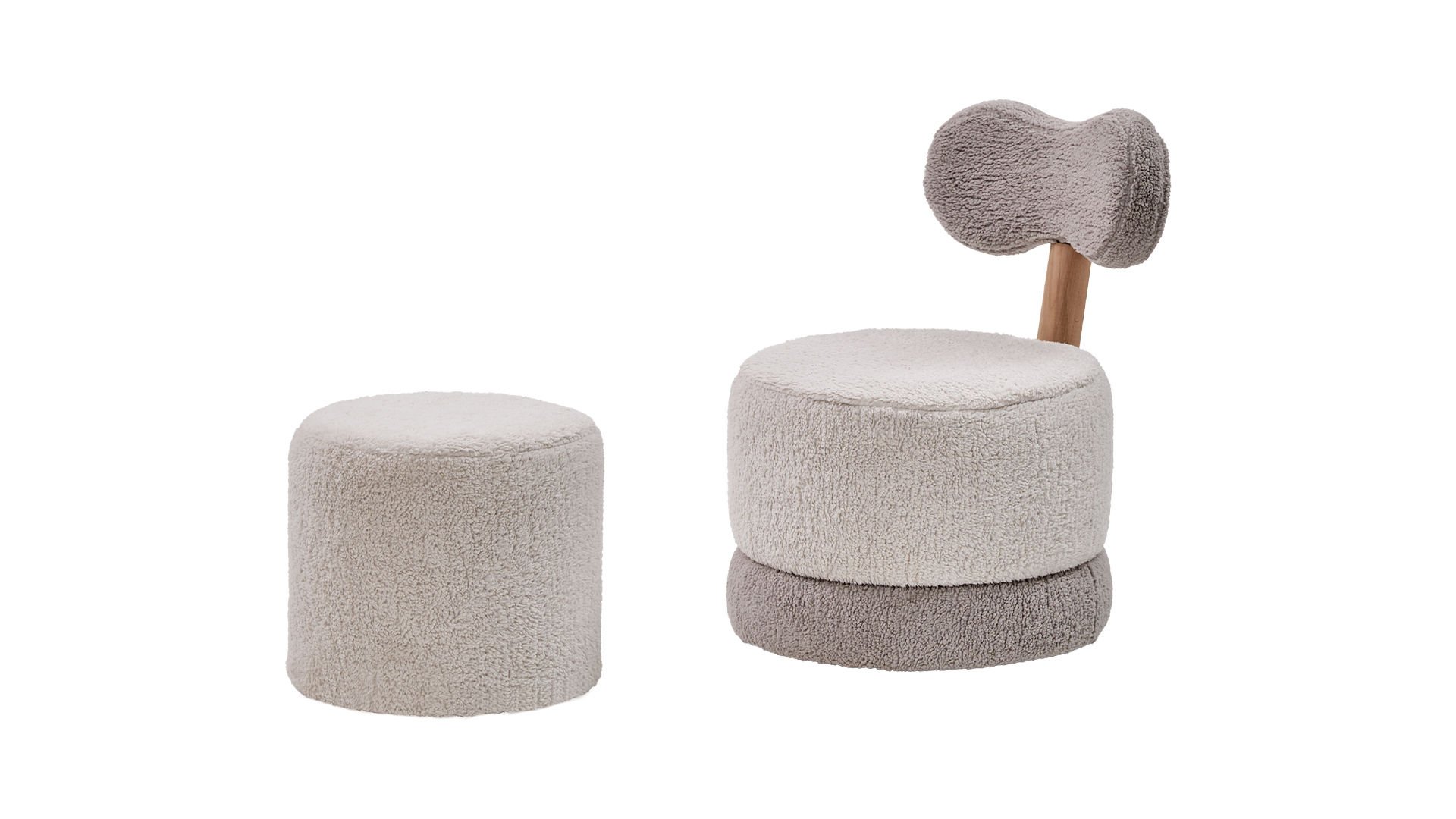 Twist Sandalye + Puf - Gri/Beyaz