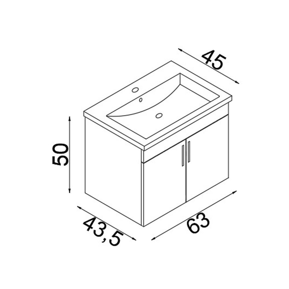 Teta Home Prag 65 cm Mdf Banyo Lavabolu Alt Dolap