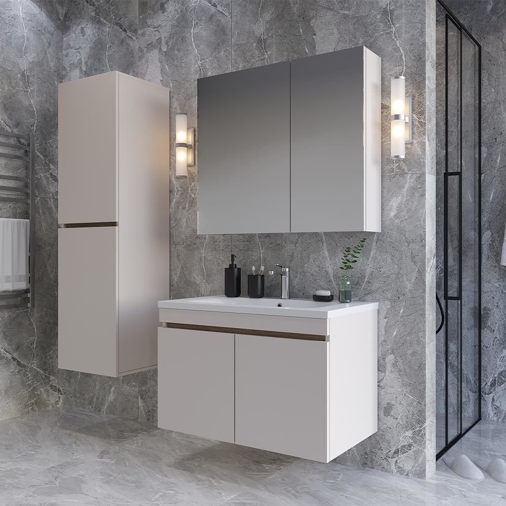 Teta Home Tokyo 80 Cm Mdf Banyo Dolabı Seti +Boy Dolabı