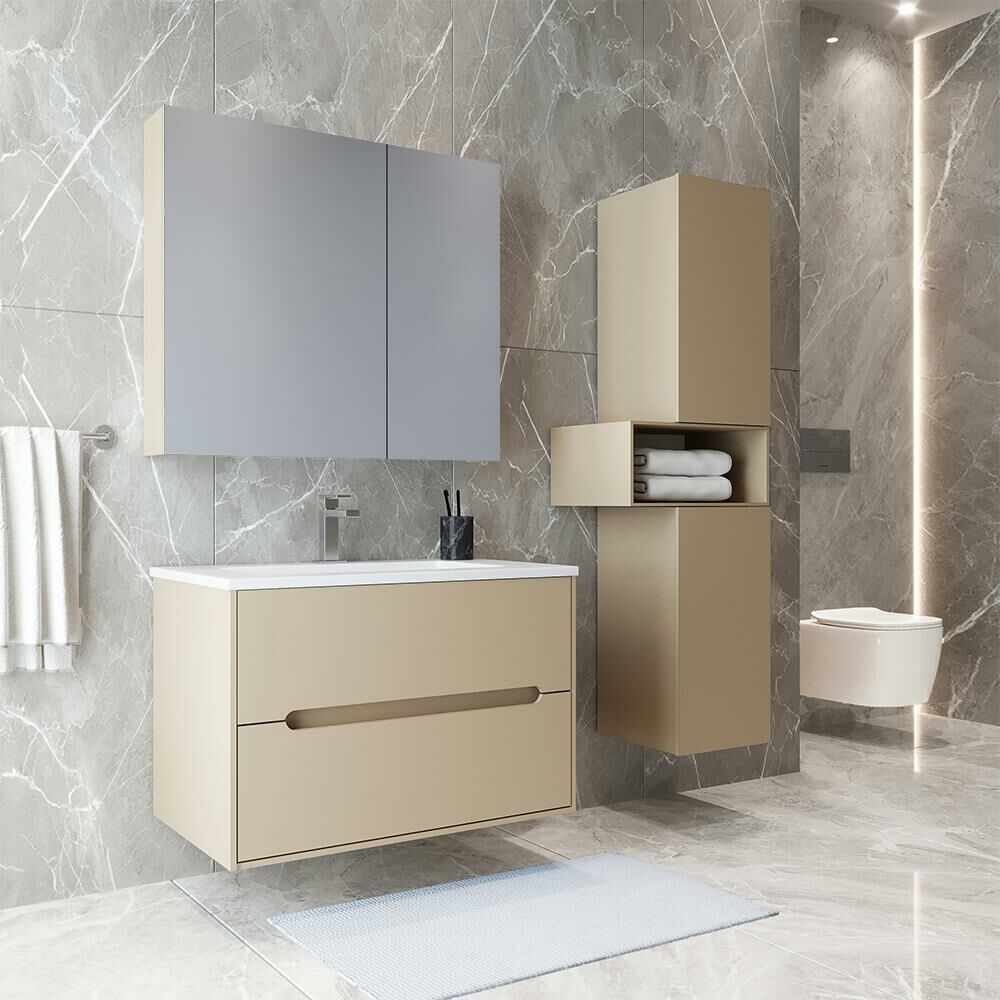 Teta Home Madrid 80 cm MDF Banyo Dolabı Seti ve Boy Dolabı