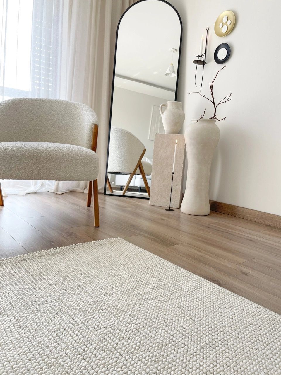 Clam Serisi Bukle Modern Ekru Renk Halı NX-3008K