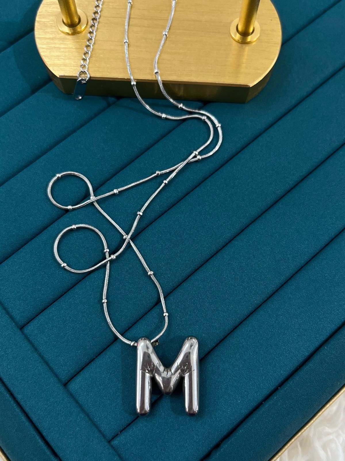 Çelik Silver M Harf Kolye 45cm Toptan Satın Al