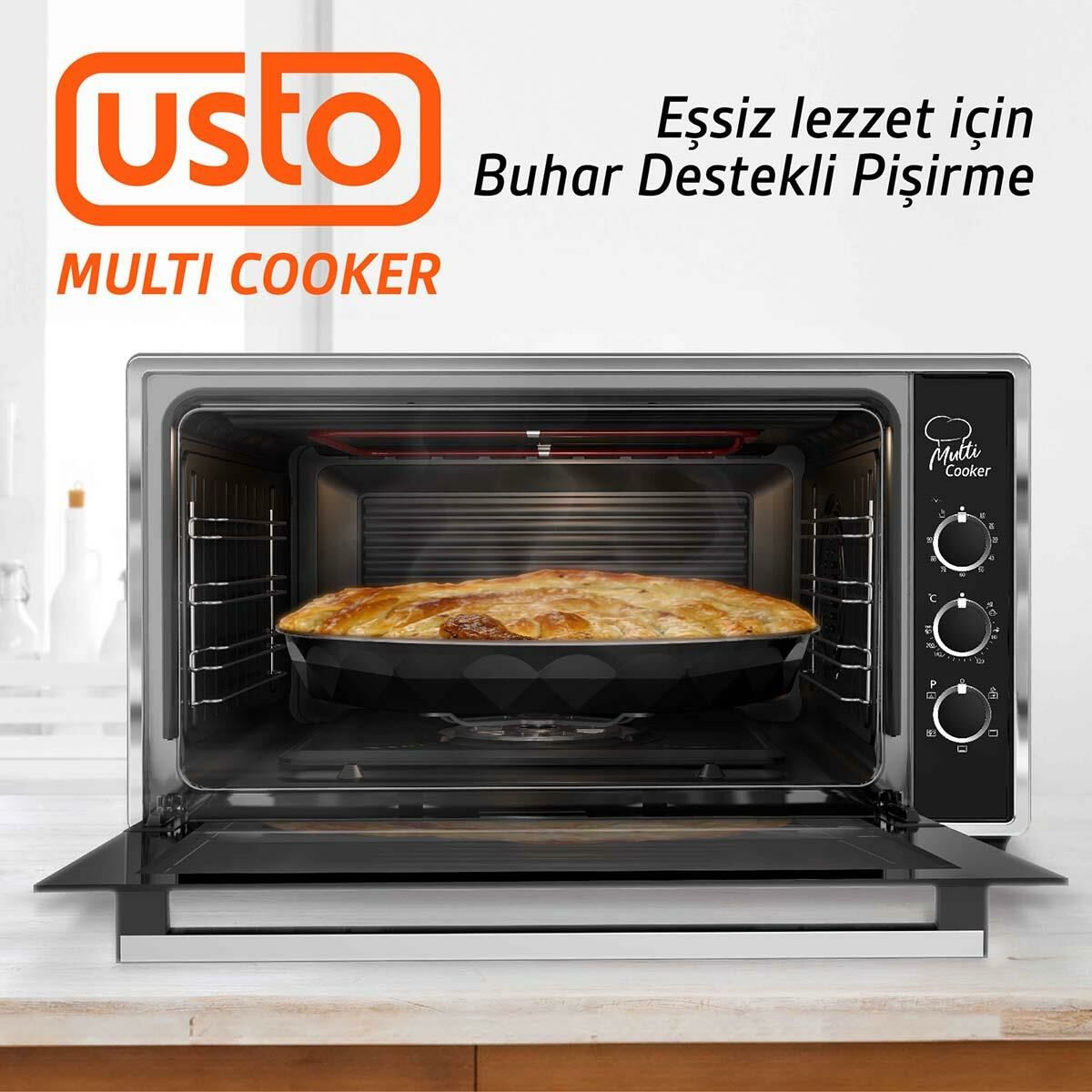 Usto 2115 Airfry Özellikli 50lt Multi Cooker Midi Fırın Siyah