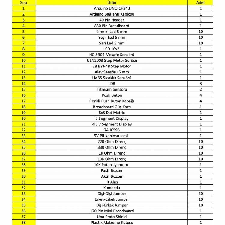 Arduino Uno R3 Full Başlangıç Seti | Rakun Robotik