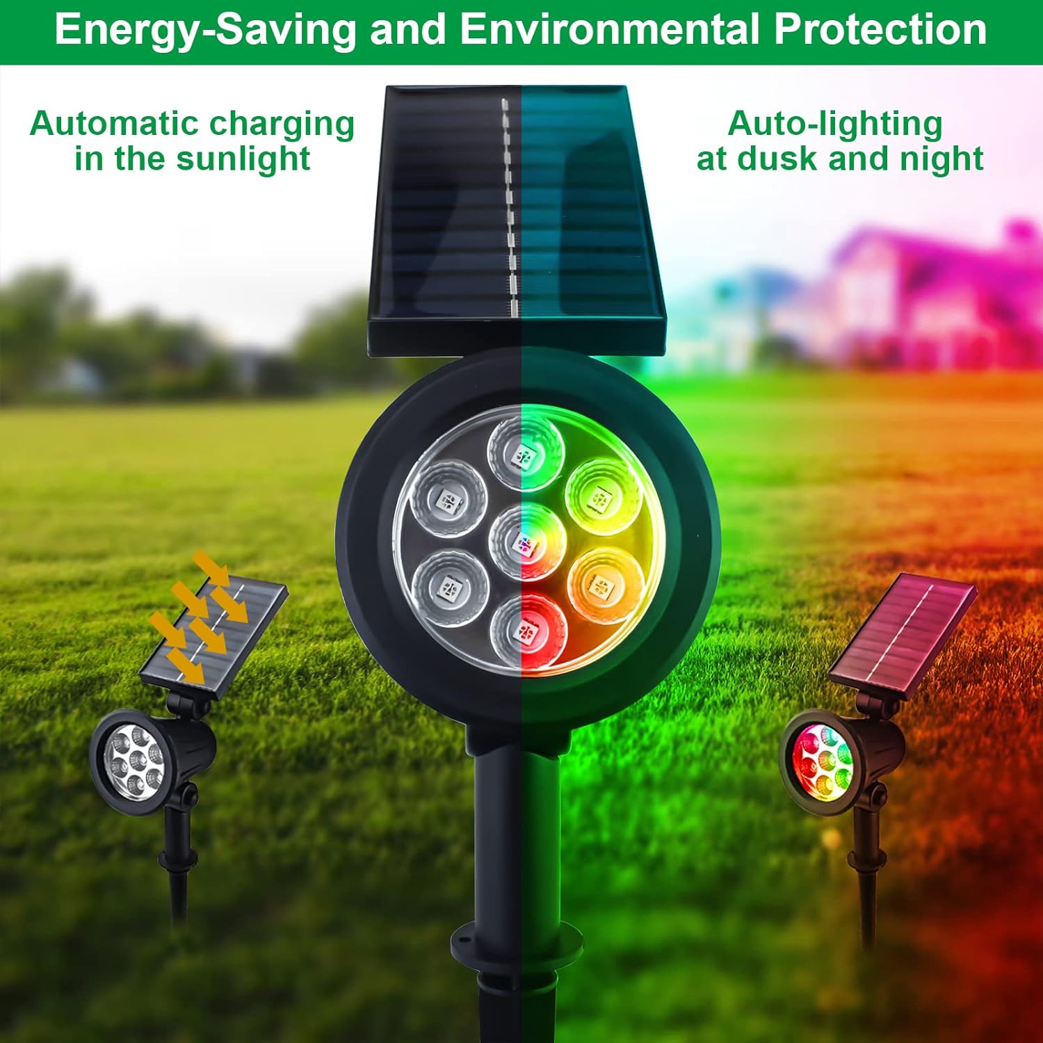 Solar RGB LED Bahçe Aydınlatma Güneş Enerjili Lamba