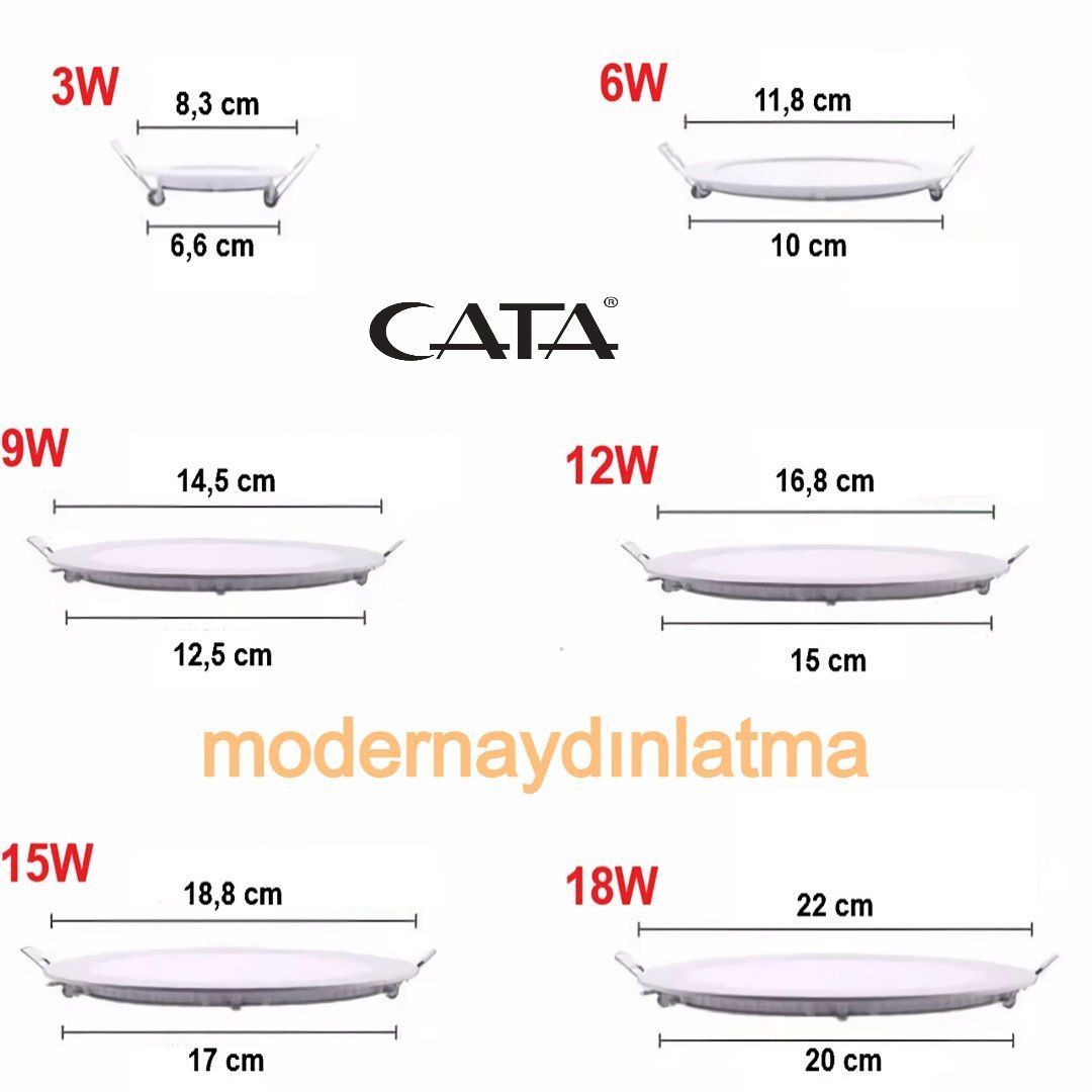 Cata CT 5129 18W Siyah Kasa Slim Led Panel Spot Beyaz Işık