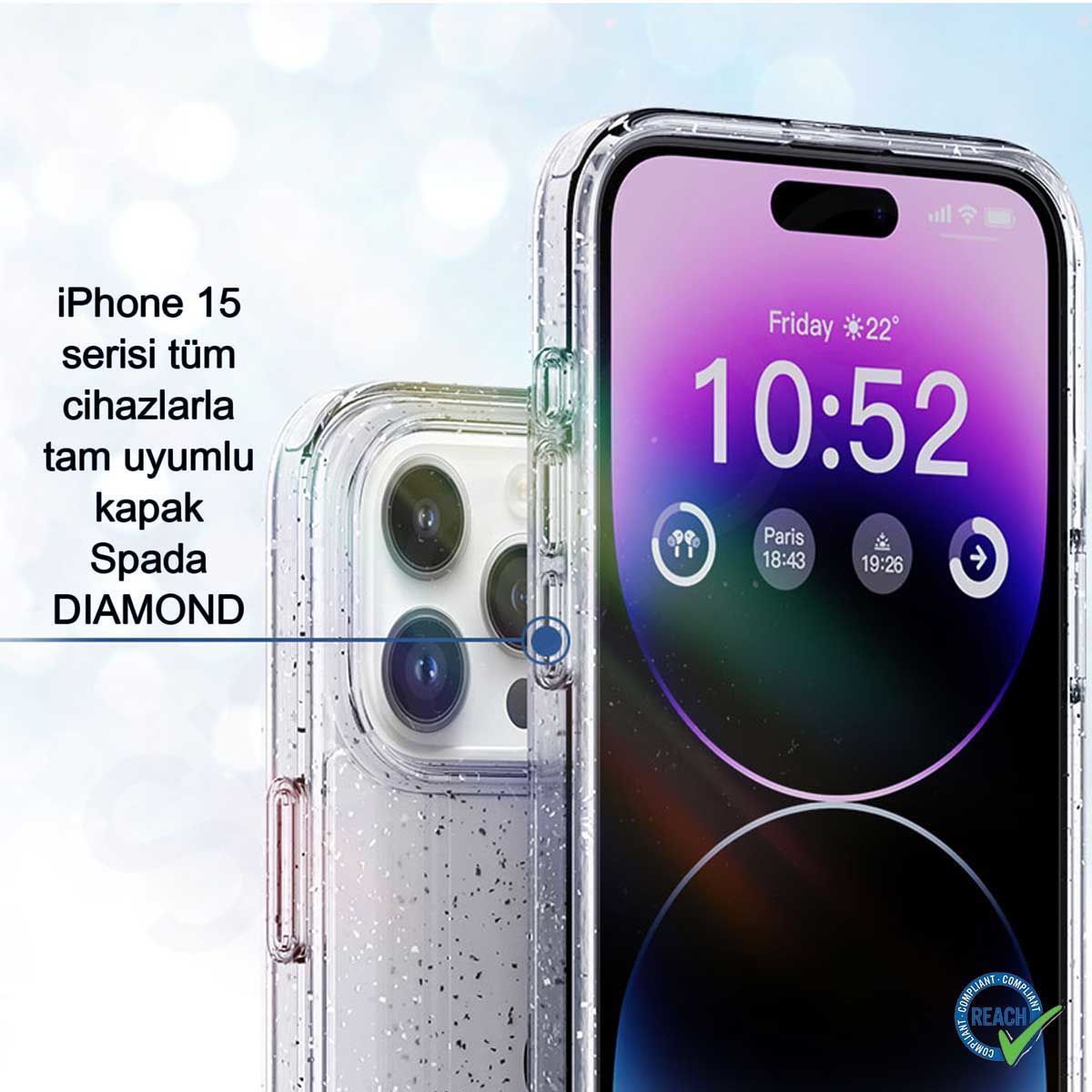 iPhone 15 Pro Max Spada Diamond Blue Kapak