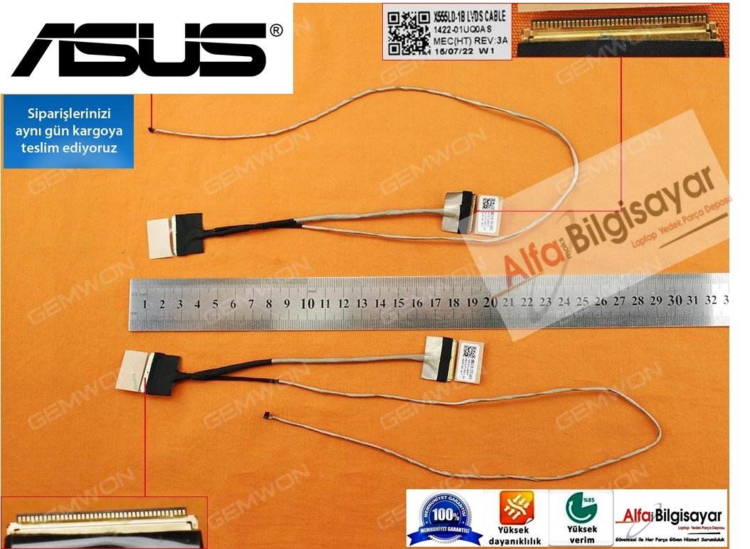Asus X555L K555L K555LN Led Lvds Lcd Data Flex Kablo Part - Notebook Lcd Data Kablo - Asus ...