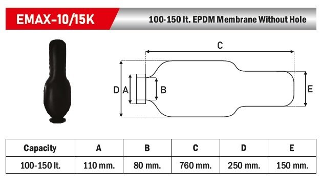 membran 100 litre - yerli-epdm - körüklü tip