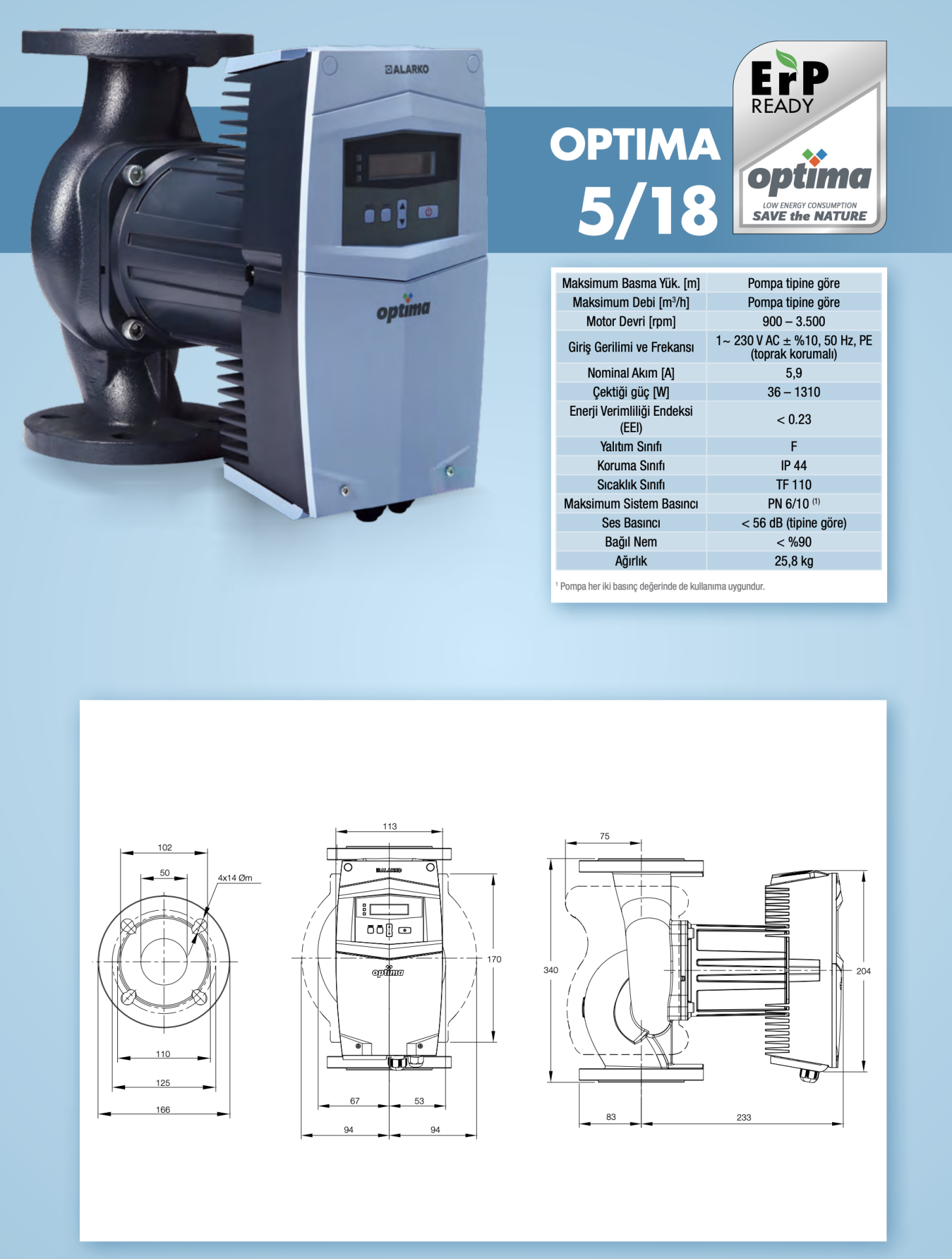 Alarko Optima 5/12 Frekans Kontrollü Sirkülasyon Pompası DN50