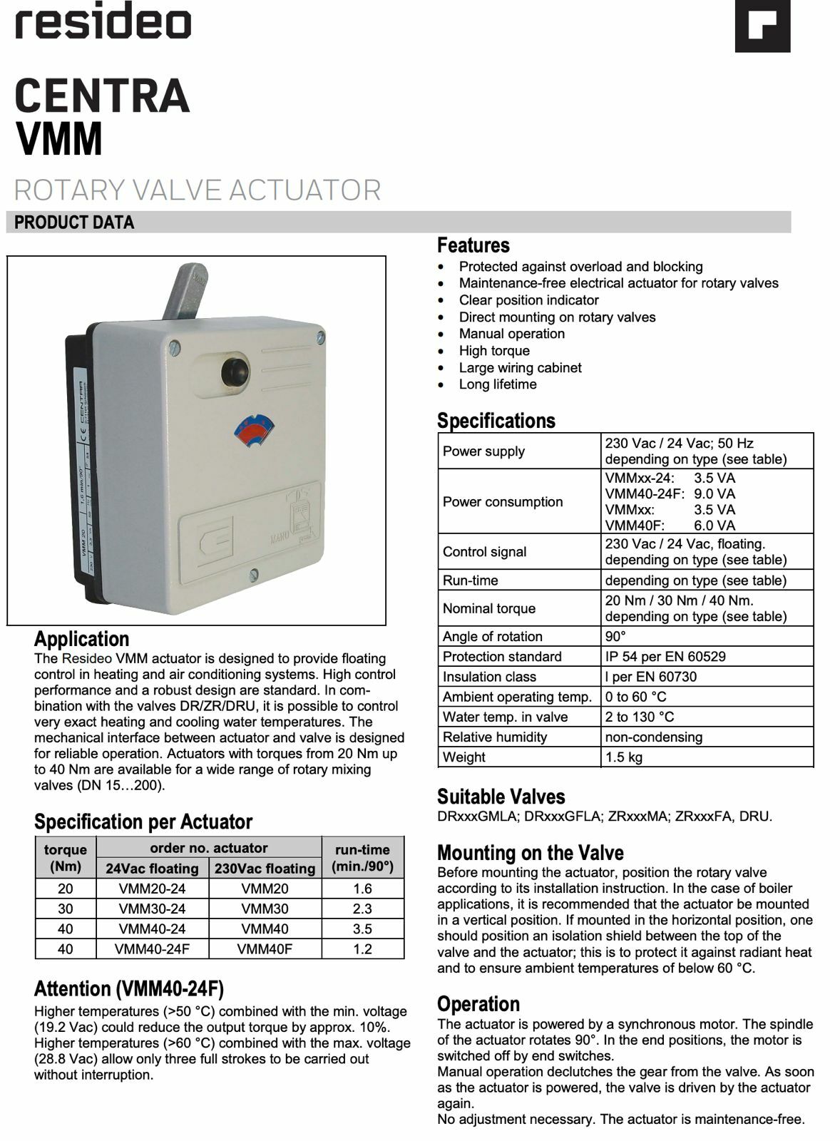 Honeywell M6061L1027 -VMM20 ( 20Nm Torklu-220 Volt) Rotary Vana Motoru