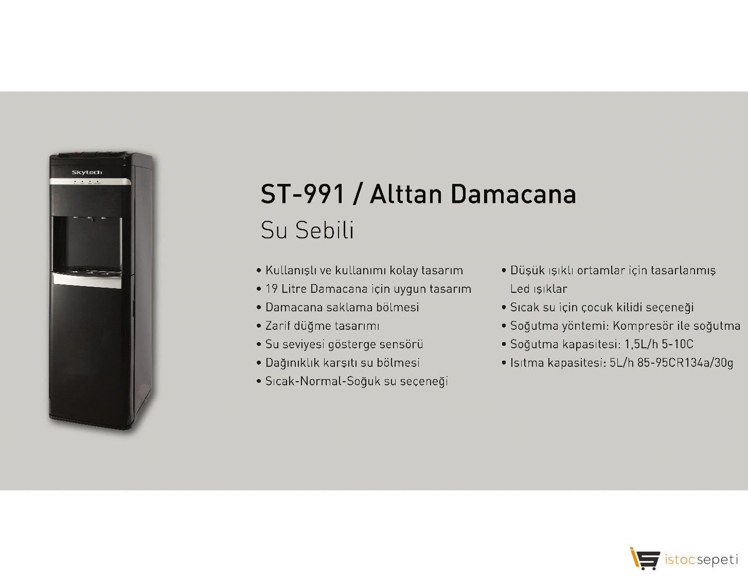 Su Sebili Alttan Damacanalı Skytech ST-991 Led Işıklı - Su Sebili - 7.222,00 TL