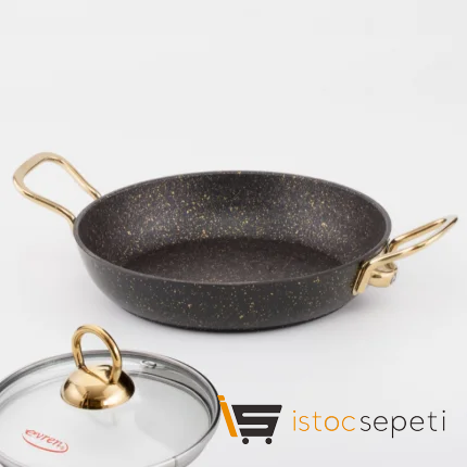 18 Cm Gold Stone Kapaklı Sahan - Döküm Tava - 679,00 TL