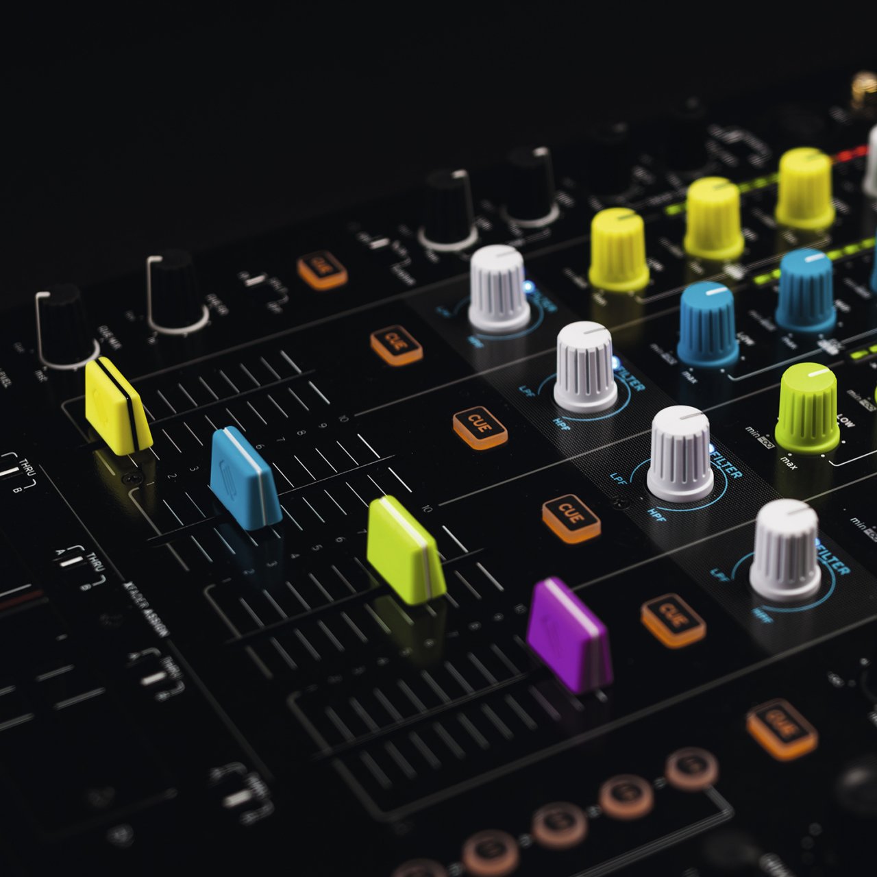 Reloop Fader Cap Set Blue (Set of 5) - Neon Renkli DJ Fader Caps