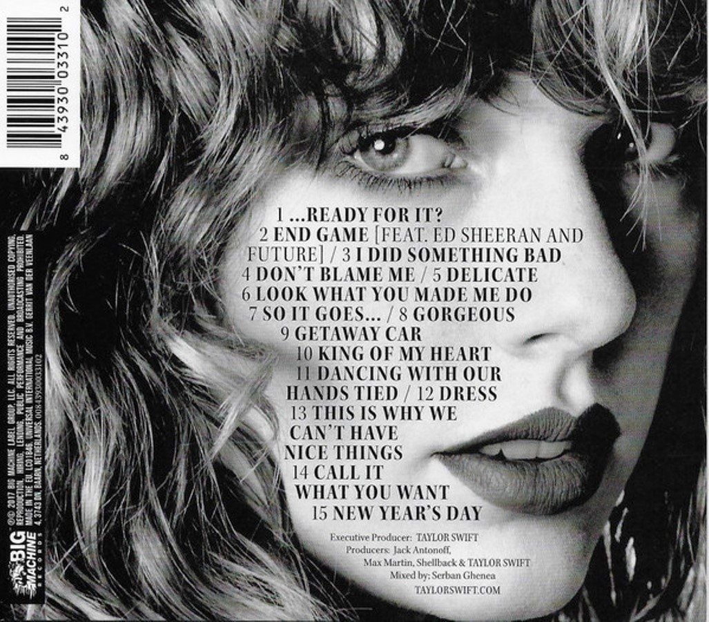 Taylor Swift, Reputation, cd